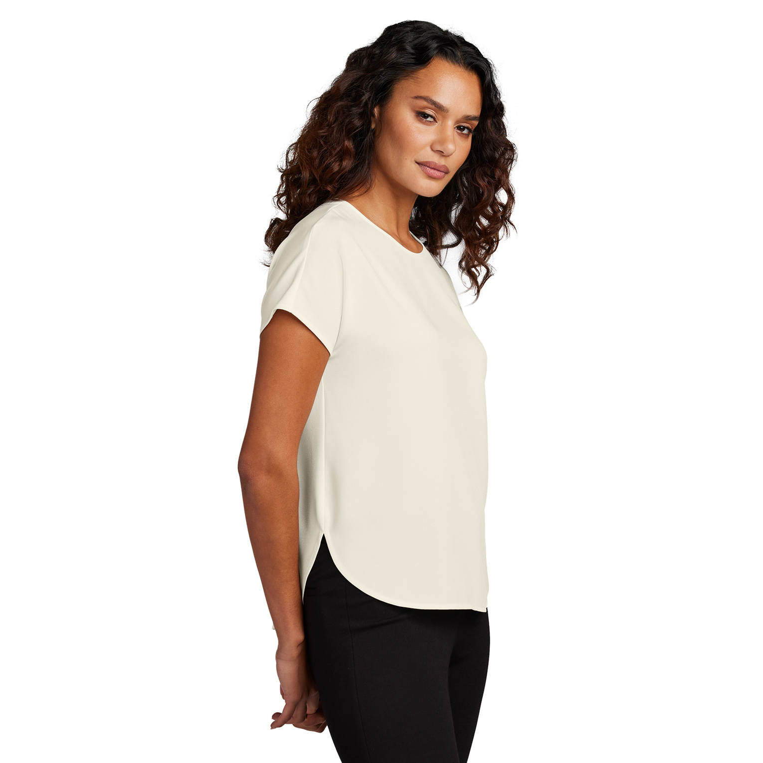 Mercer+Mettle MM2015 Women's Stretch Crepe Crew - Ivory Chiffon | Full ...