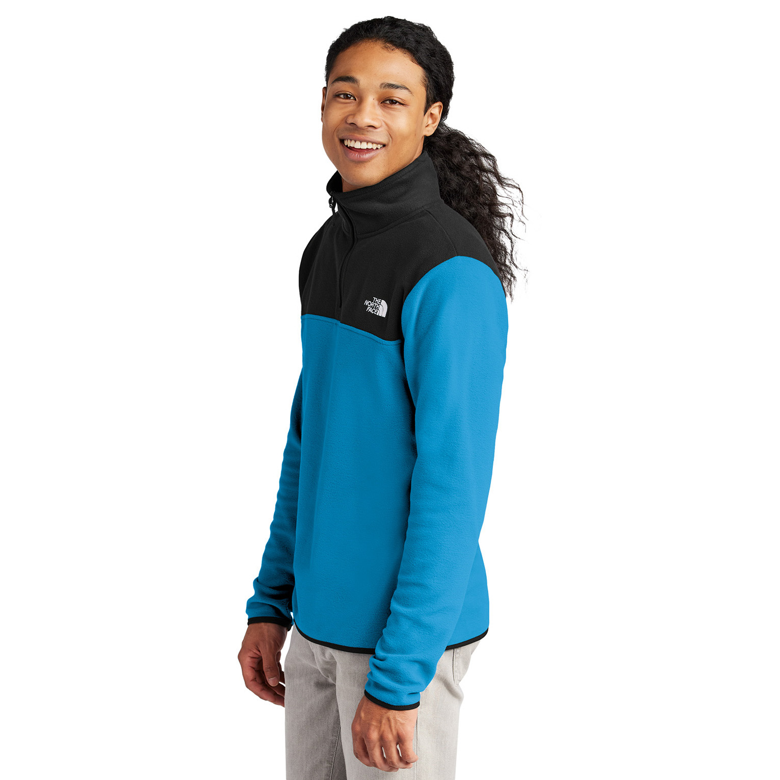 The North Face NF0A7V4L Glacier 1/4-Zip Fleece - Hero Blue/TNF Black ...