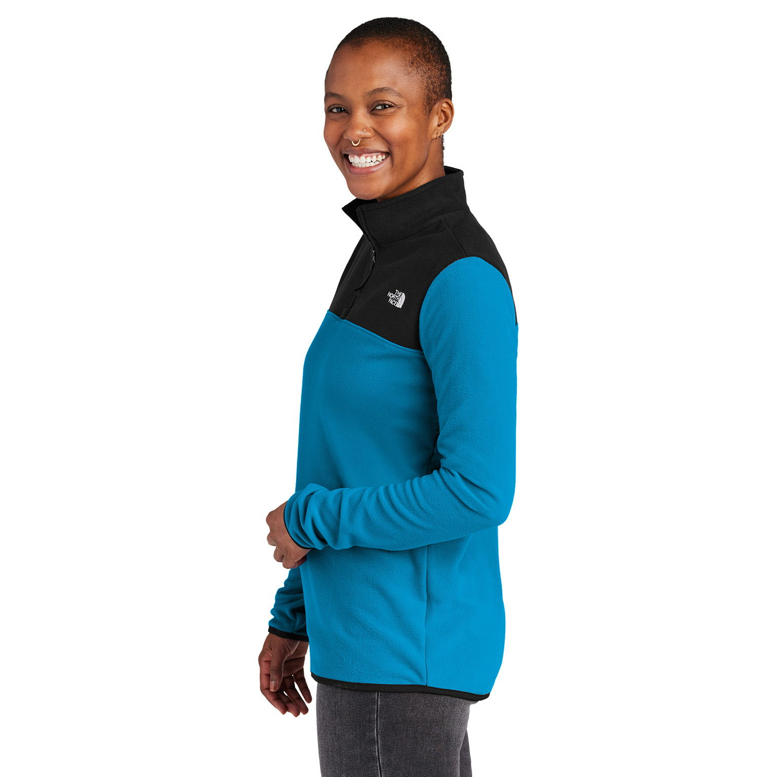 The North Face NF0A7V4M Ladies Glacier 1/4-Zip Fleece - Hero Blue/TNF ...