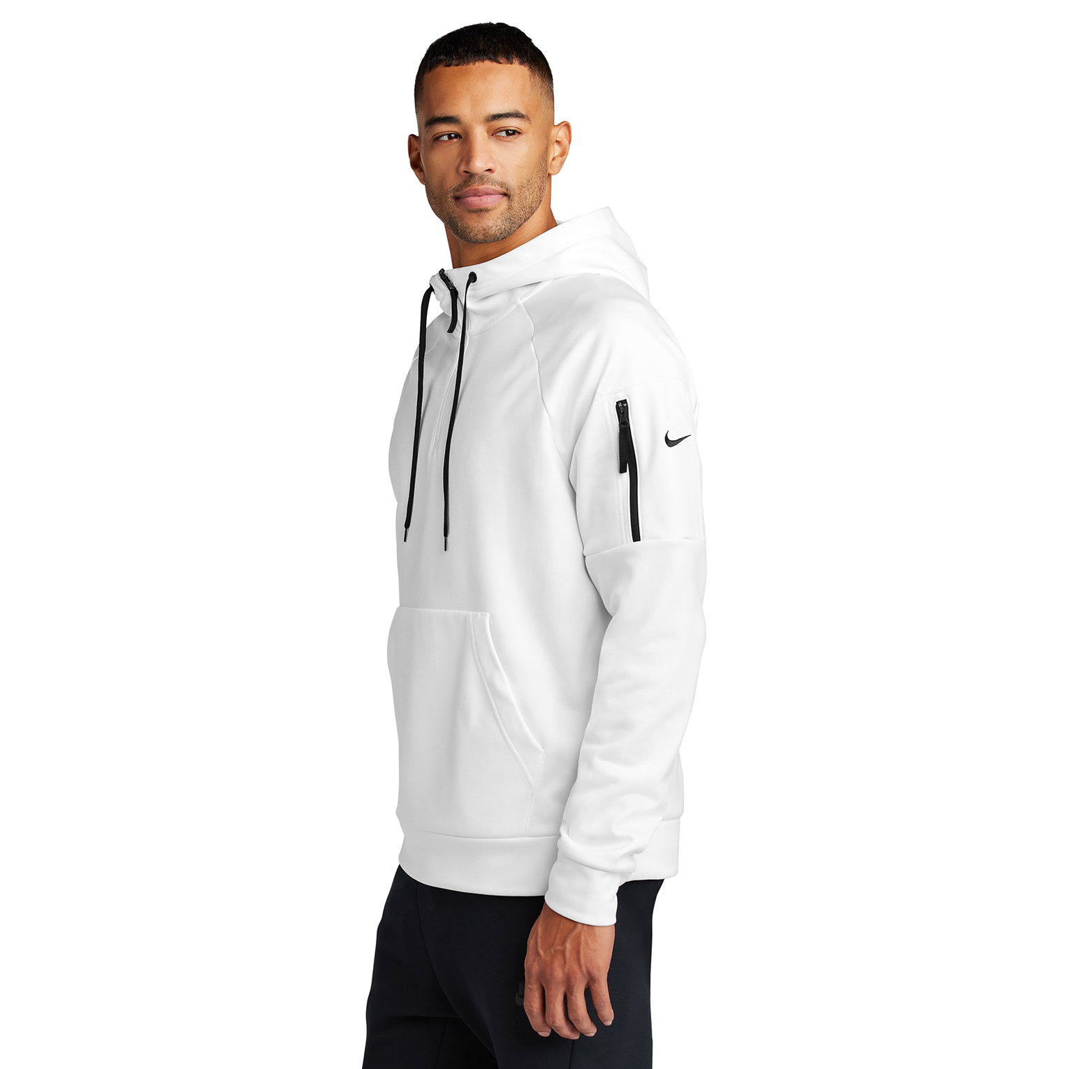 Nike NKFD9742 Therma-FIT Pocket 1/4-Zip Fleece Hoodie - White | Full Source