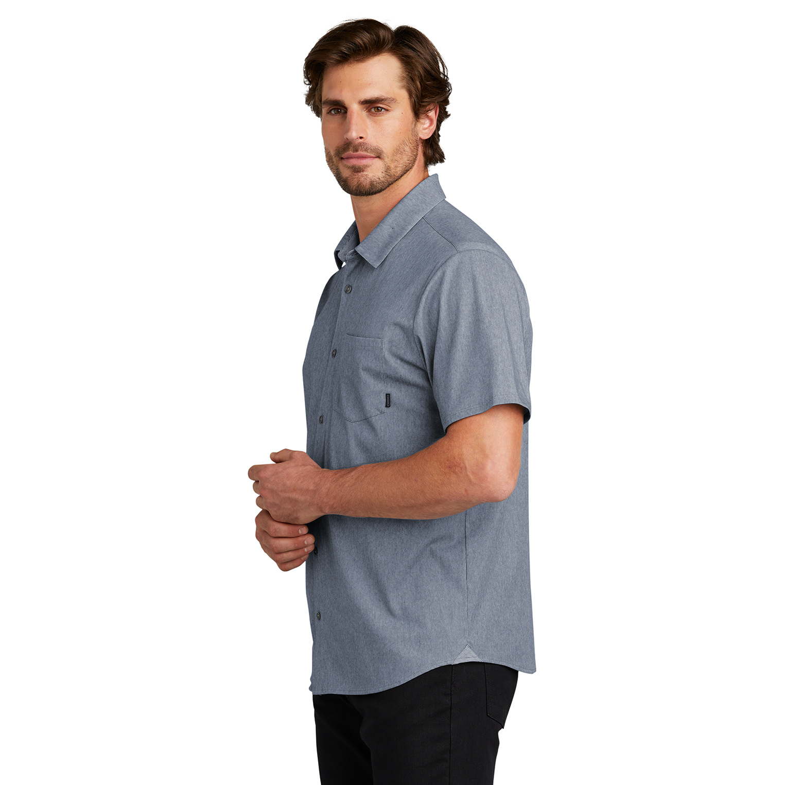OGIO OG160 Extend Short Sleeve Button-Up - Deep Blue Heather | Full Source