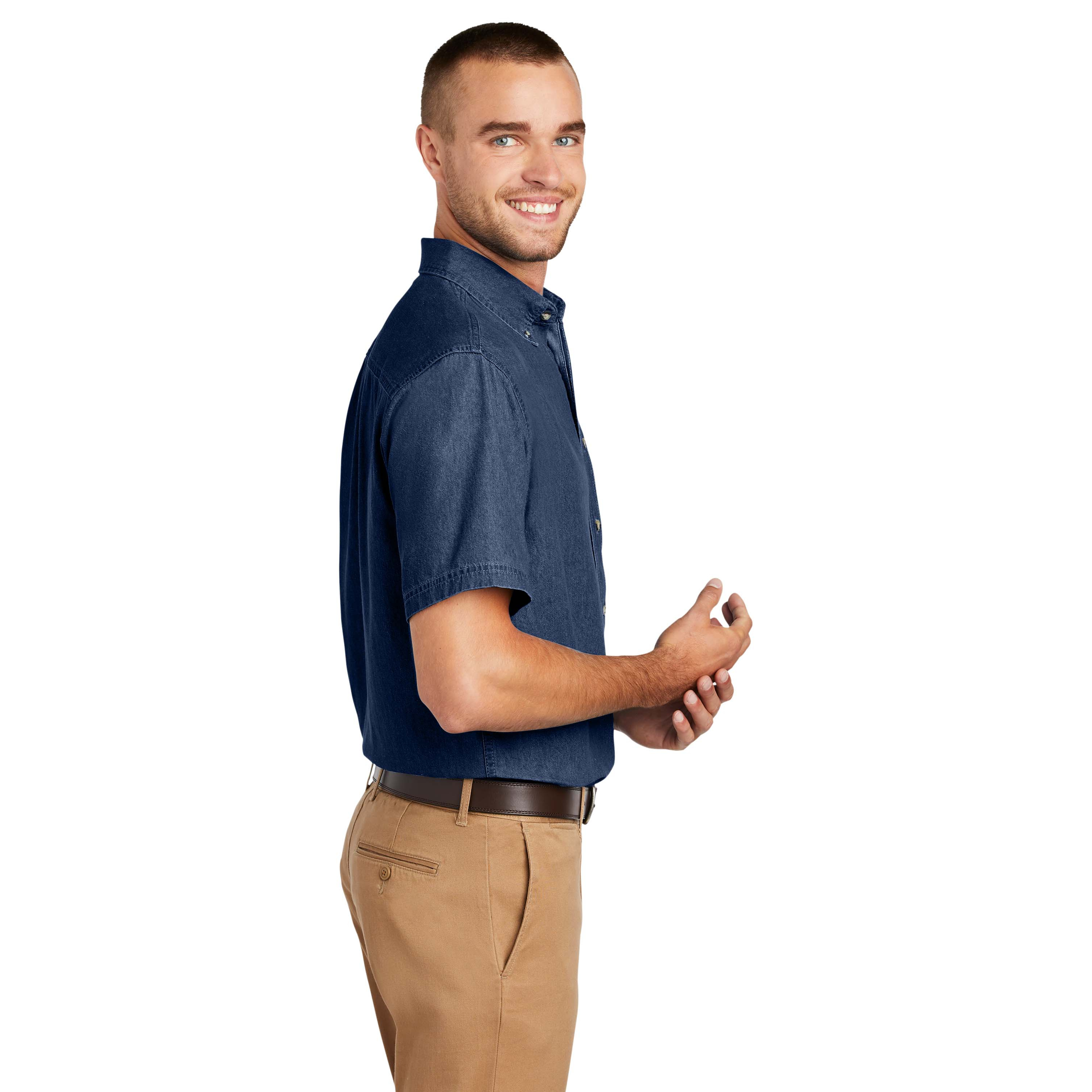 Port & Company SP11 Short Sleeve Value Denim Shirt - Ink Blue | Full Source