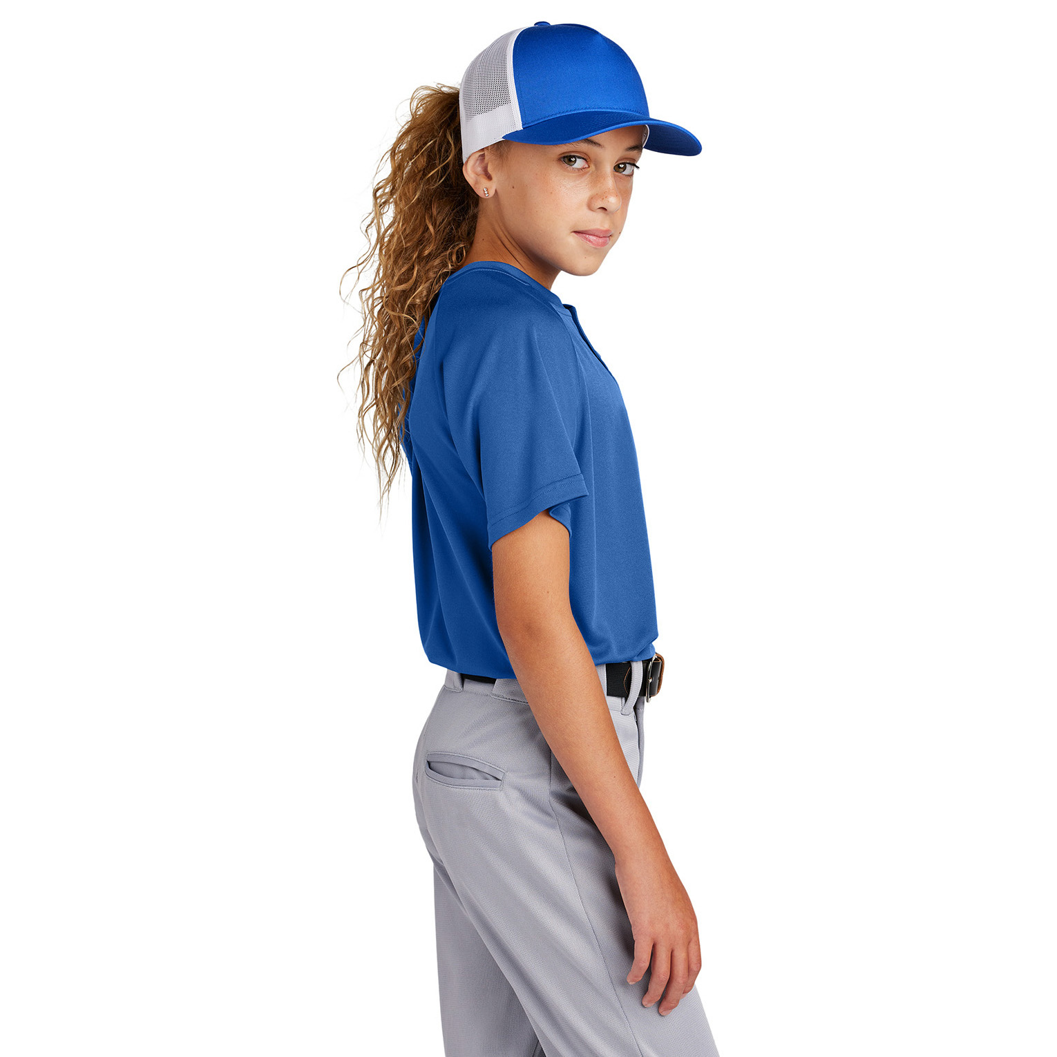 Sport-Tek YST359 PosiCharge Competitor 2-Button Henley - True Royal ...