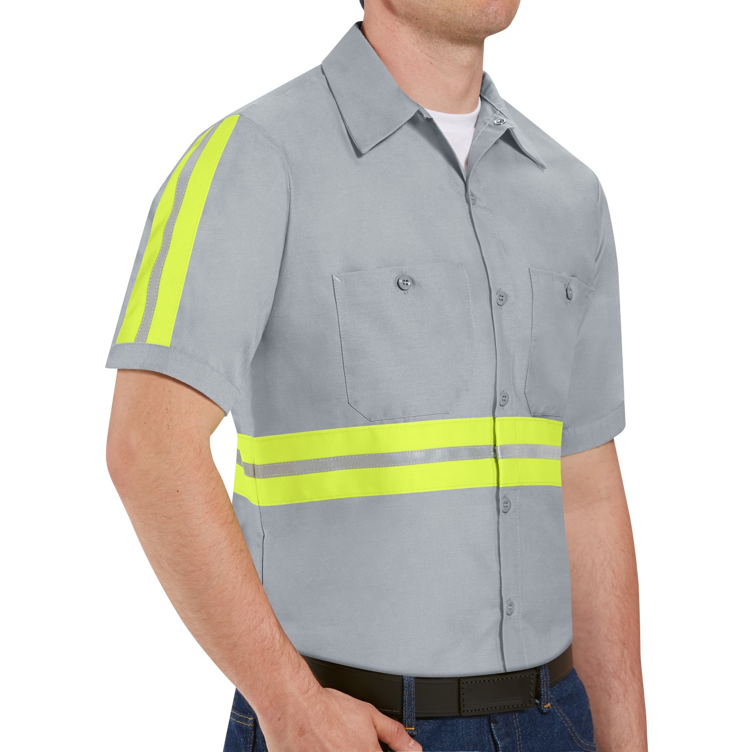 Red Kap SP24 Enhanced Visibility Industrial Work Shirt - Short Sleeve ...