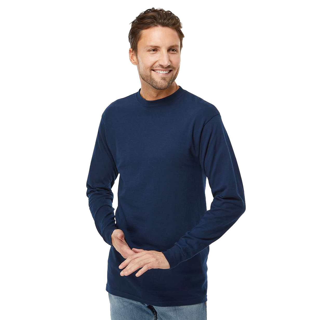 M&O 4820 Gold Soft Touch Long Sleeve T-Shirt - Deep Navy | Full Source