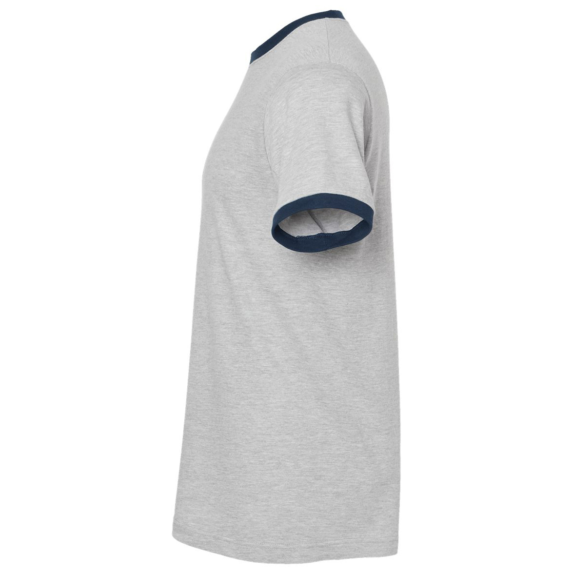 Tultex 246 Unisex Fine Jersey Ringer T-Shirt - Heather Grey/Navy | Full ...