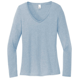 District DT135 Women's Perfect Tri Long Sleeve V-Neck Tee - Flint Blue ...