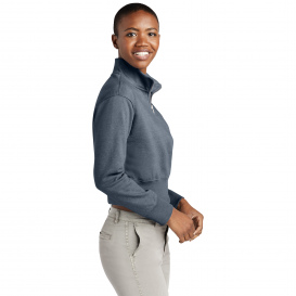 District DT6111 Women's V.I.T Fleece 1/2-Zip - Flint Blue Heather ...