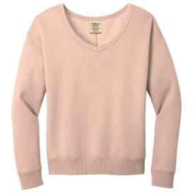 Port & Company LPC098V Ladies Beach Wash Garment-Dyed V-Neck Sweatshirt ...