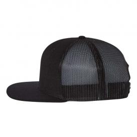 Richardson 511 Wool Blend Flat Bill Trucker Cap - Black/Black | Full Source