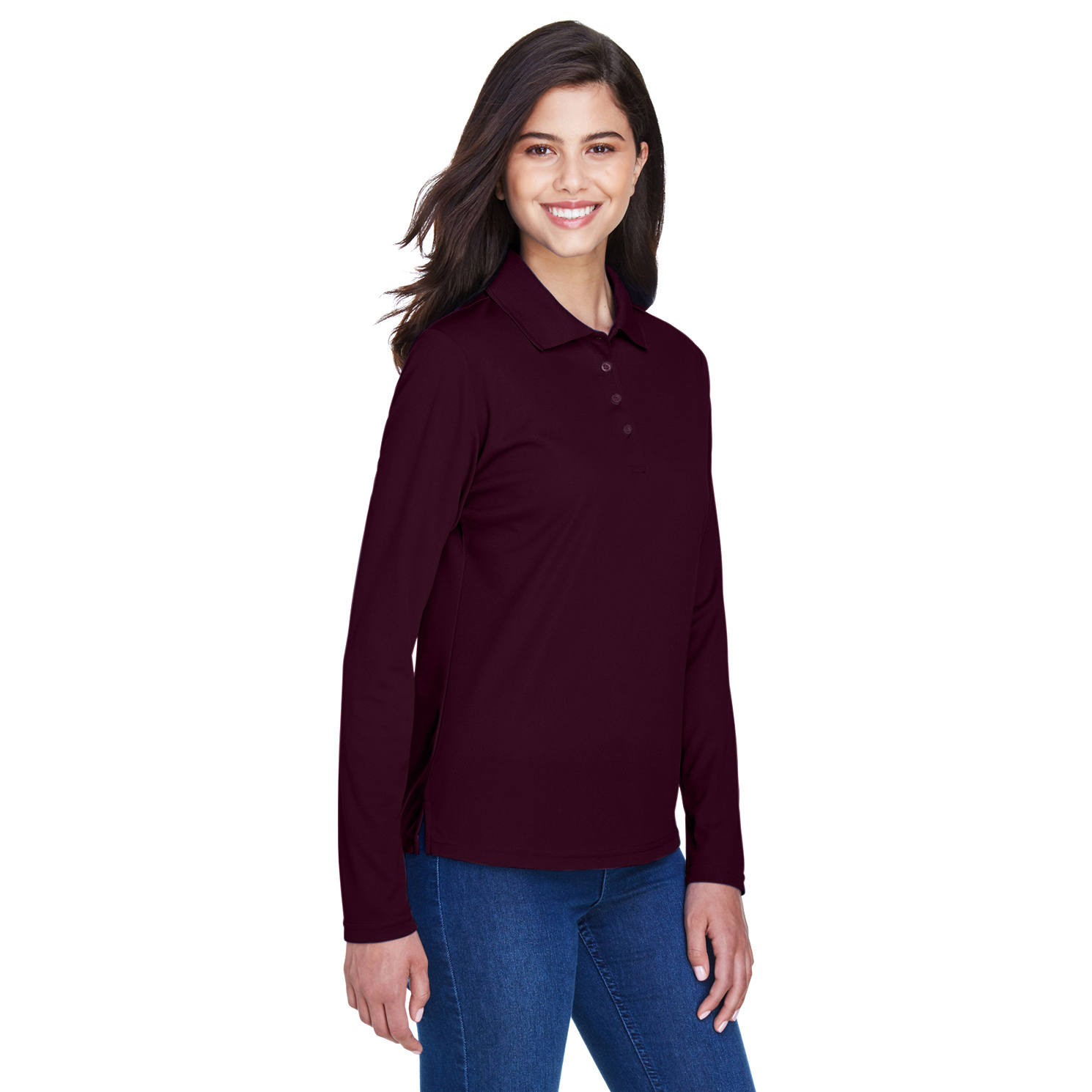 Core 365 78192 Ladies Pinnacle Performance Long Sleeve Pique Polo - Burgundy | Full Source