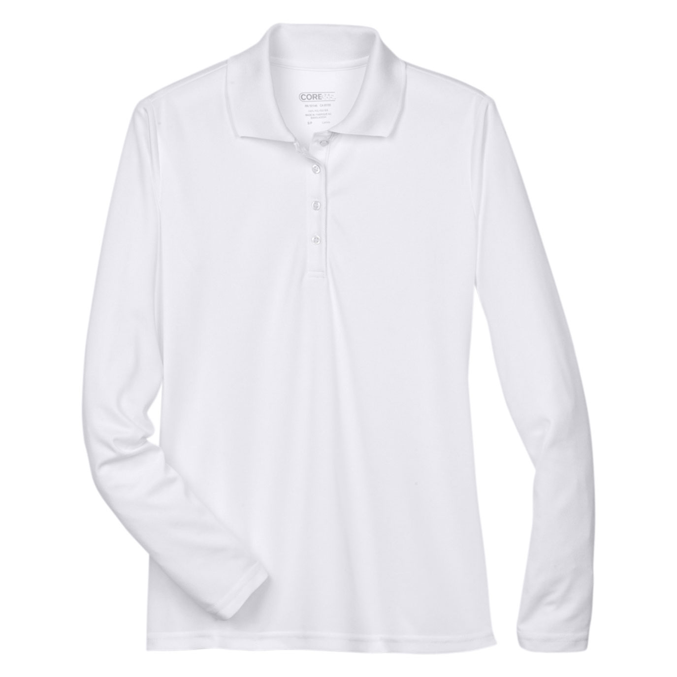Core 365 78192 Ladies Pinnacle Performance Long Sleeve Pique Polo - White | Full Source