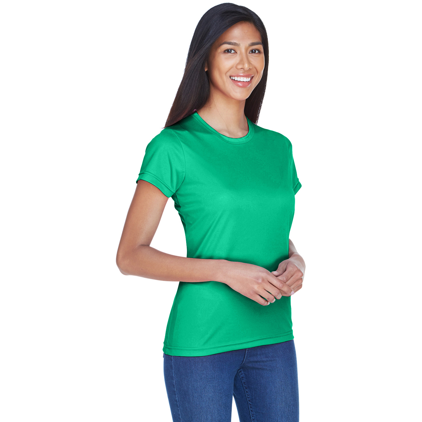 UltraClub 8420L Ladies Cool & Dry Performance Interlock T-Shirt - Kelly ...