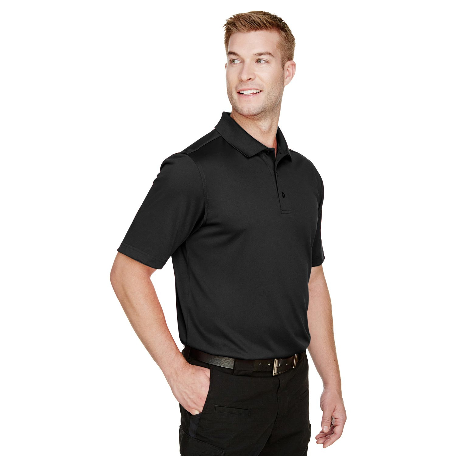 Harriton M348 Men's Advantage Snag Protection Plus IL Polo - Black | Full Source