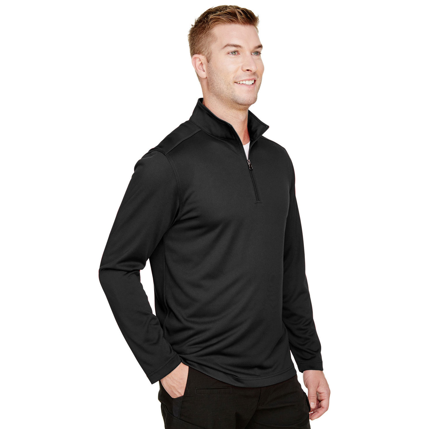 Harriton M748 Men's Advantage Snag Protection Plus IL 1/4-Zip - Black ...
