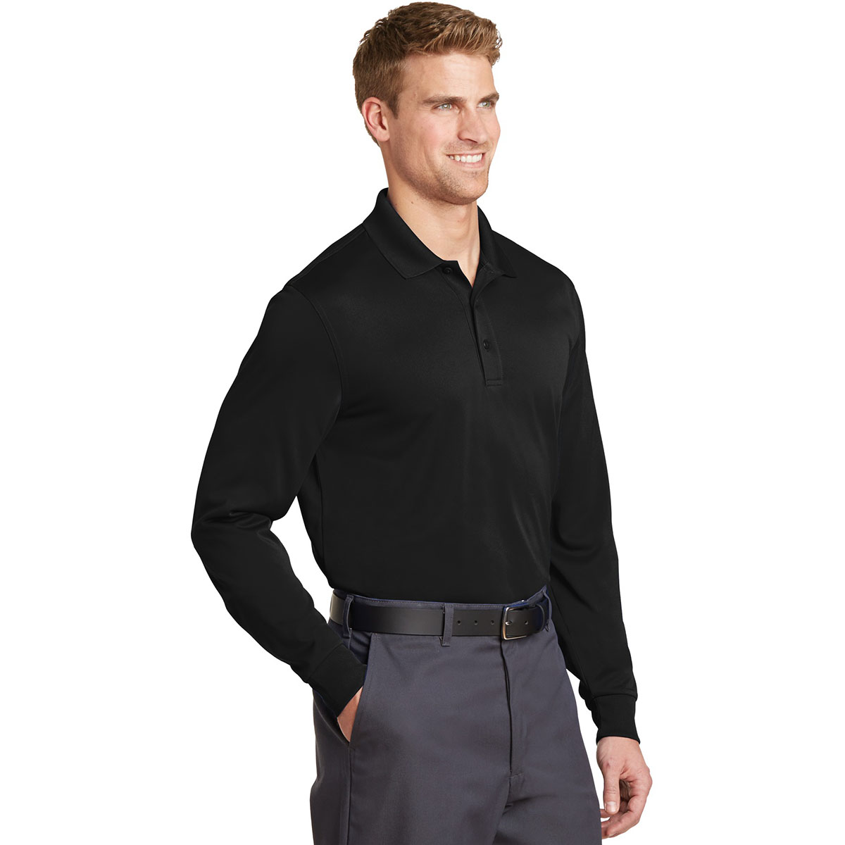 CornerStone CS412 Select Snag-Proof Long Sleeve Polo - Black | Full Source