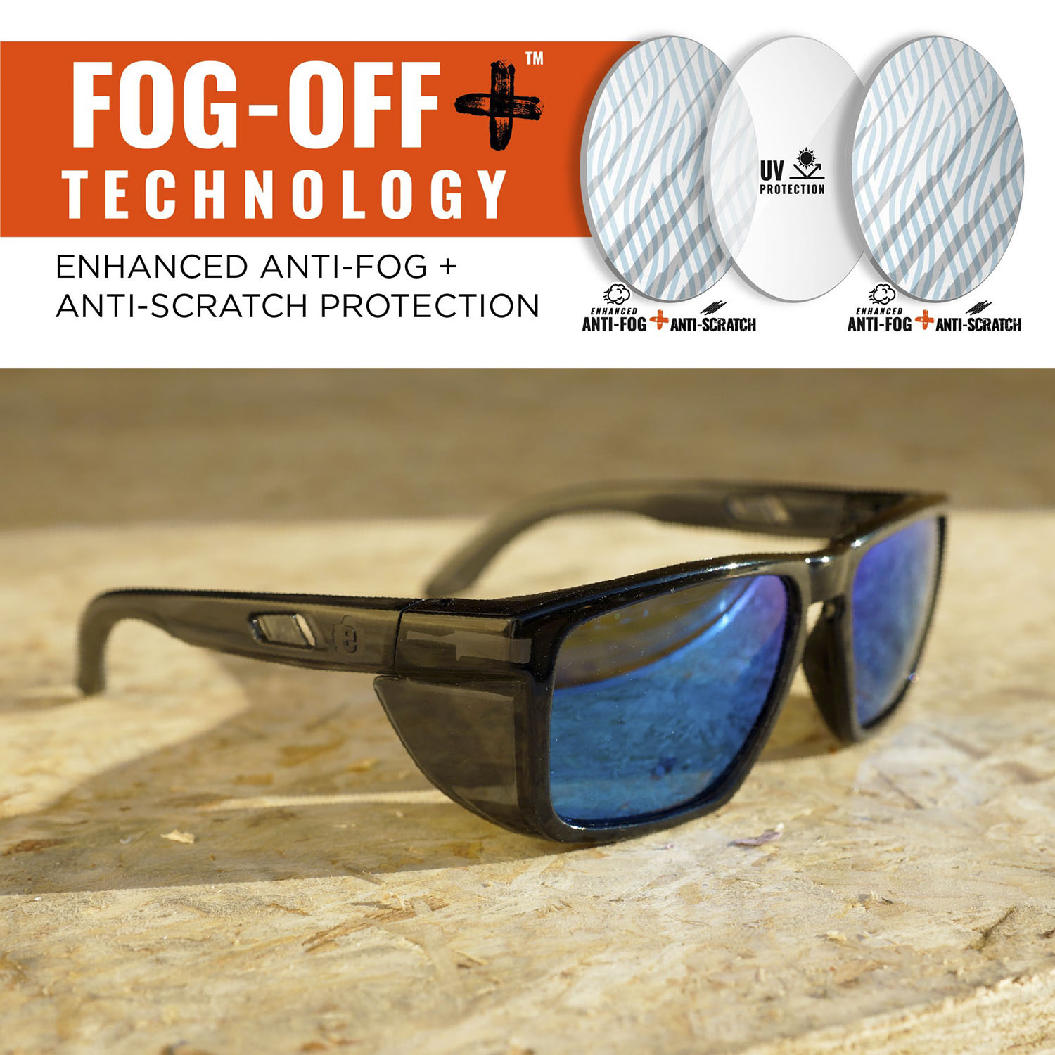 Ergodyne Sixten 58240 Safety Glasses - Smoke Frame - Polarized Blue ...
