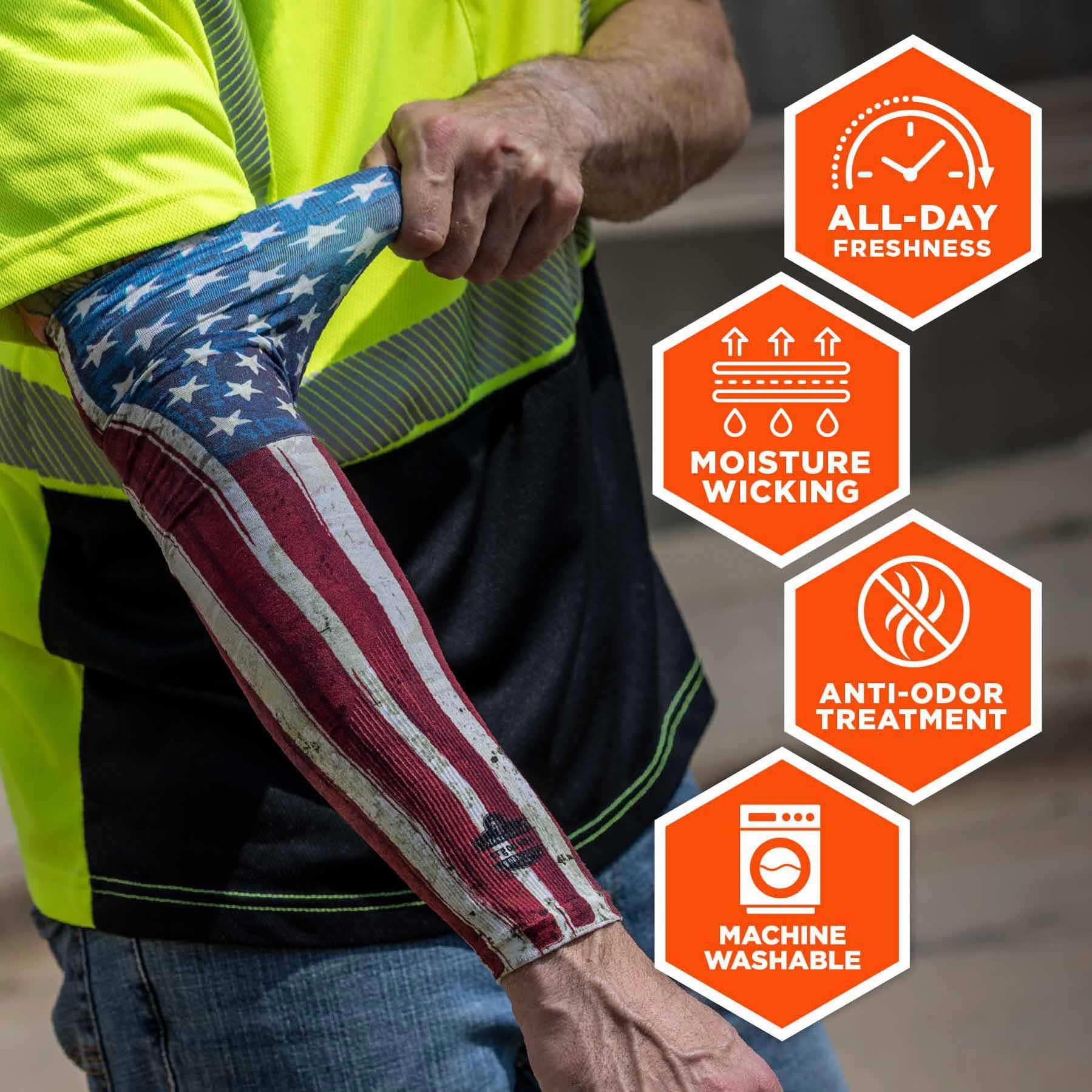 Ergodyne Chill-Its 6695 Sun Protection Arm Sleeves - American Flag ...