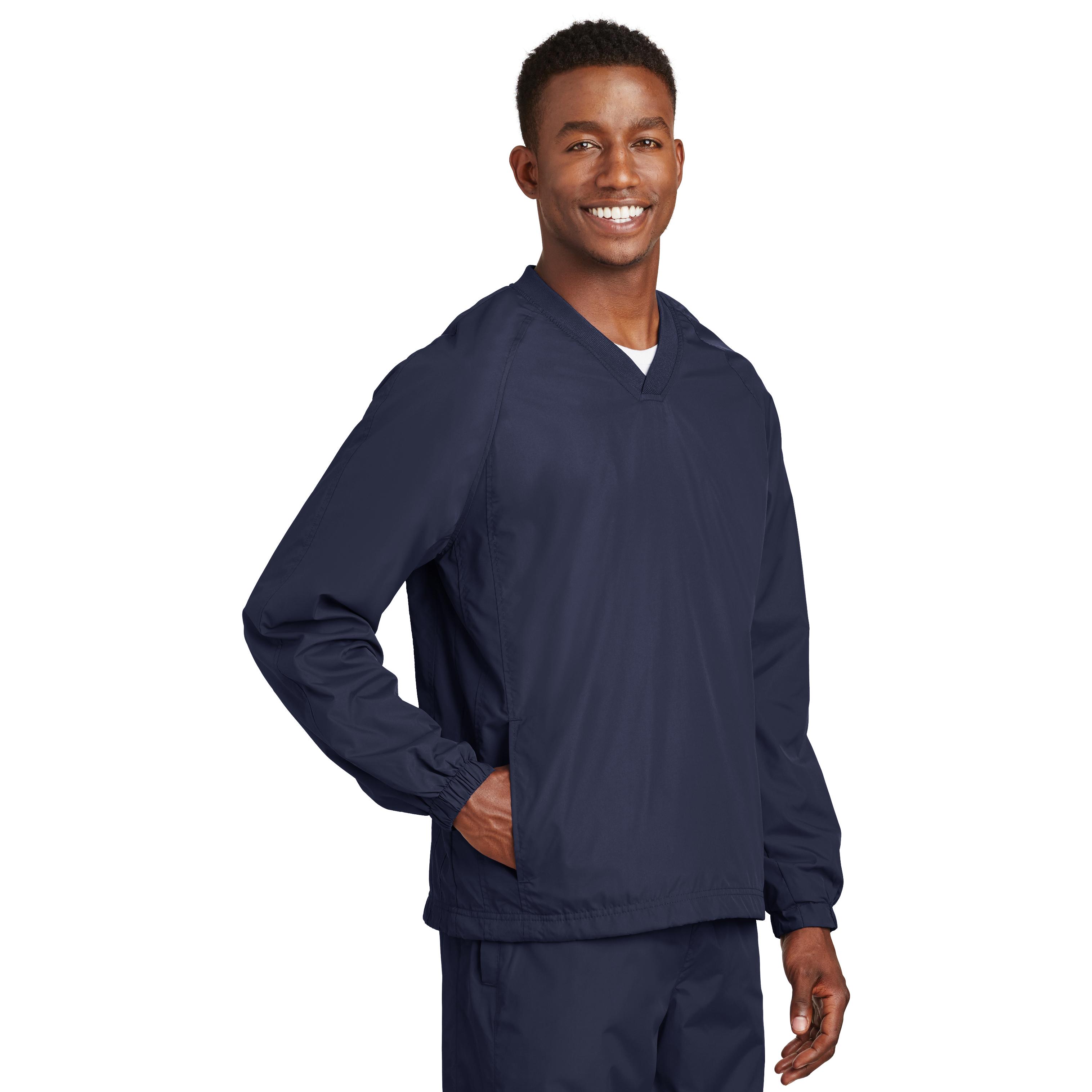Sport-Tek JST72 V-Neck Raglan Wind Shirt - True Navy | Full Source