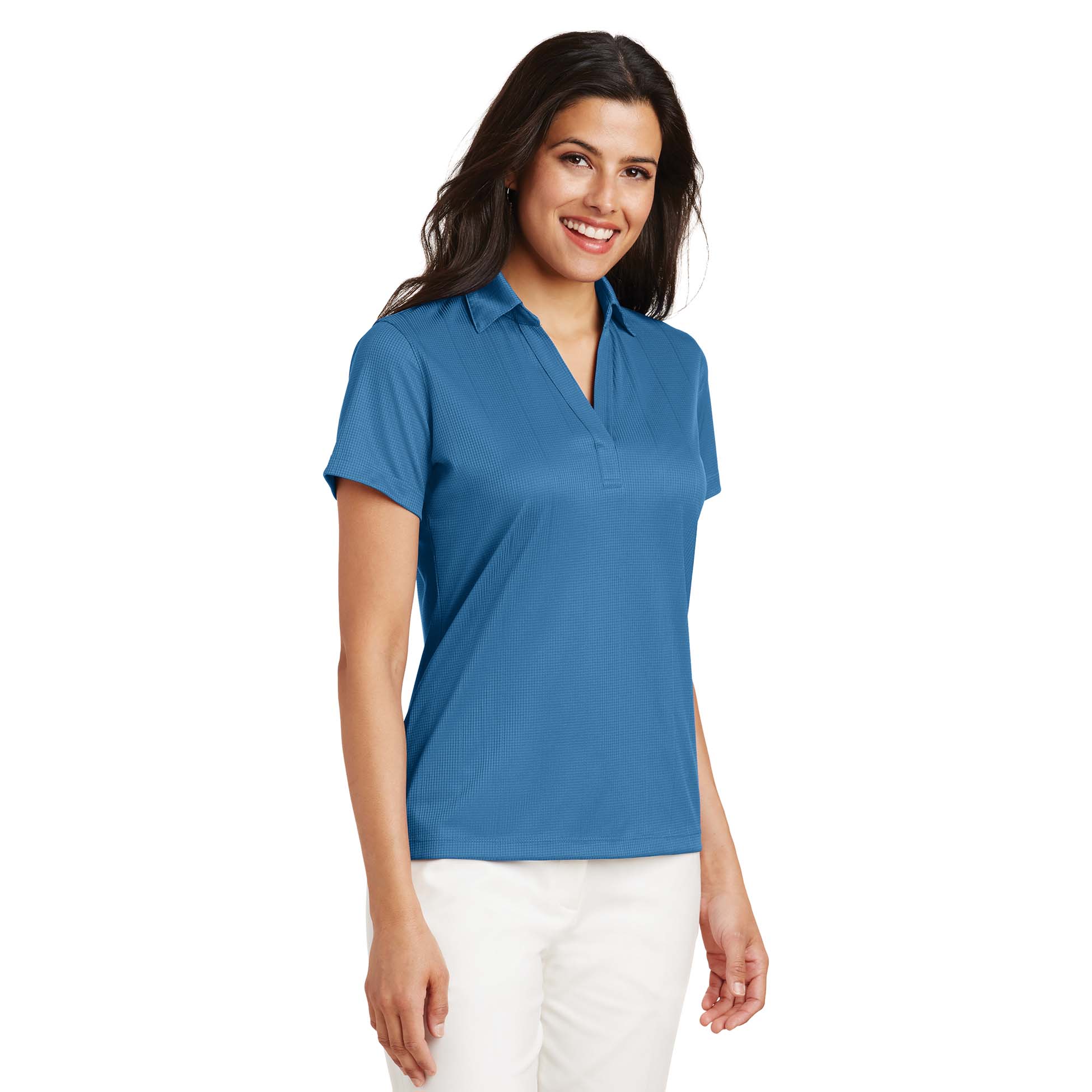 Port Authority L528 Ladies Performance Fine Jacquard Polo - Ocean Blue ...