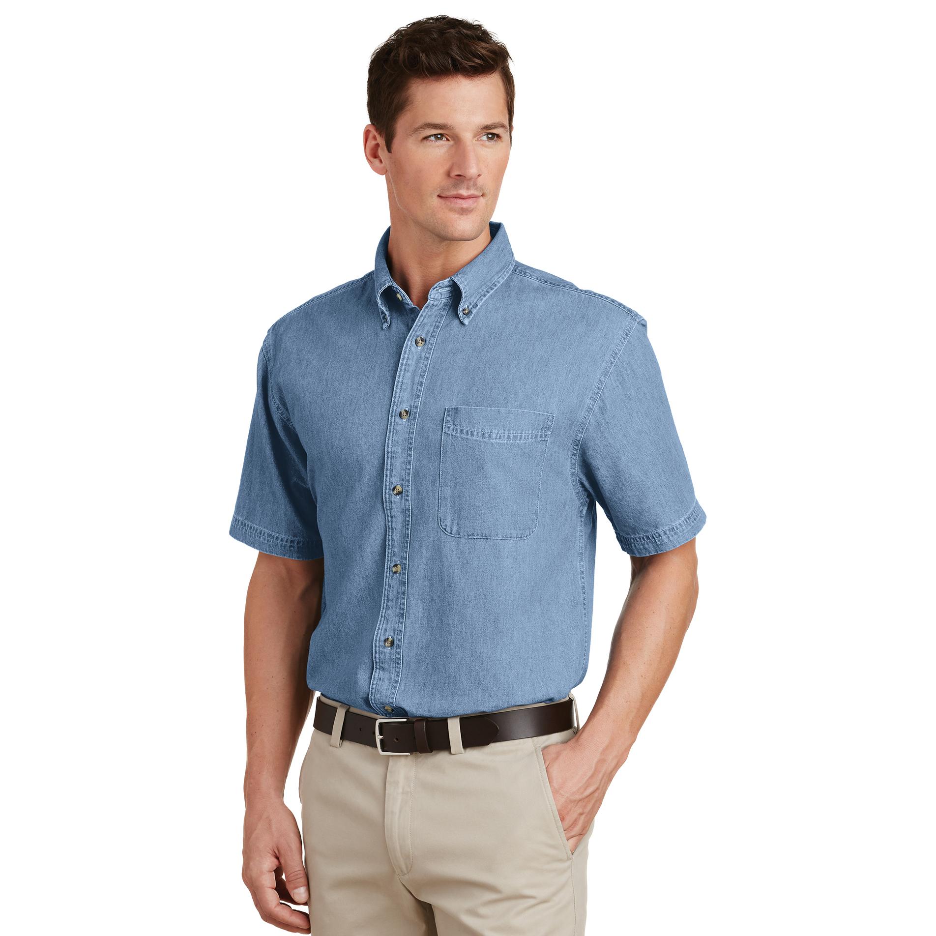 Port & Company SP11 Short Sleeve Value Denim Shirt - Faded Blue ...