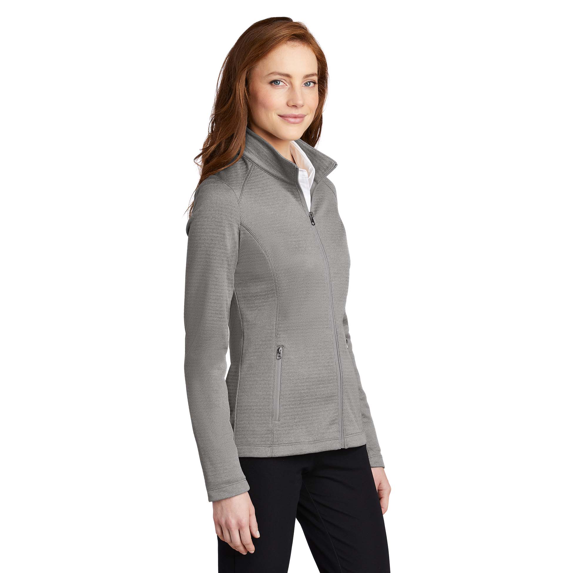 Port Authority L249 Ladies Diamond Heather Fleece Jacket - Gusty Grey ...