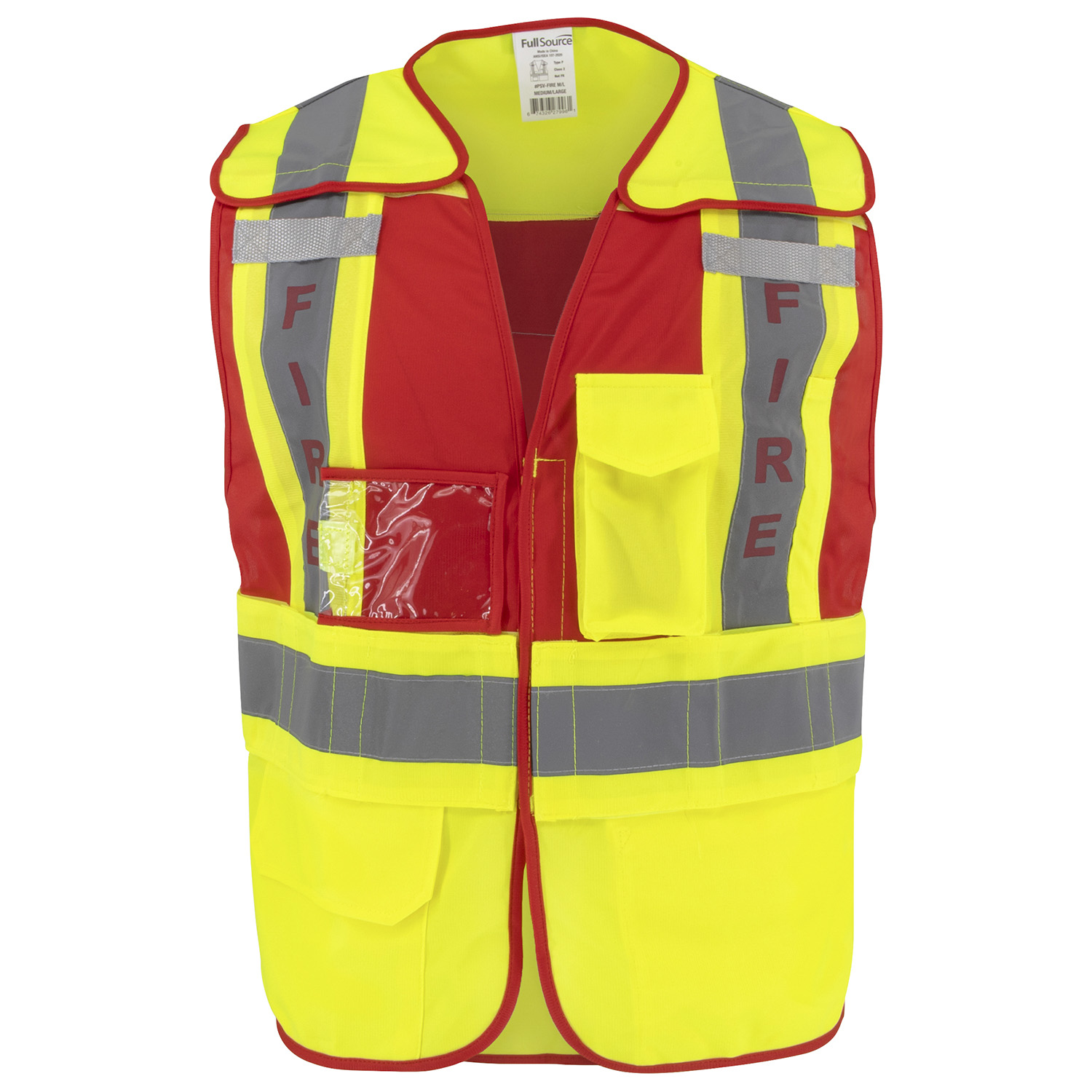 Full Source PSV-FIRE Type P Class 2 Public Safety Vest - Lime & Red ...
