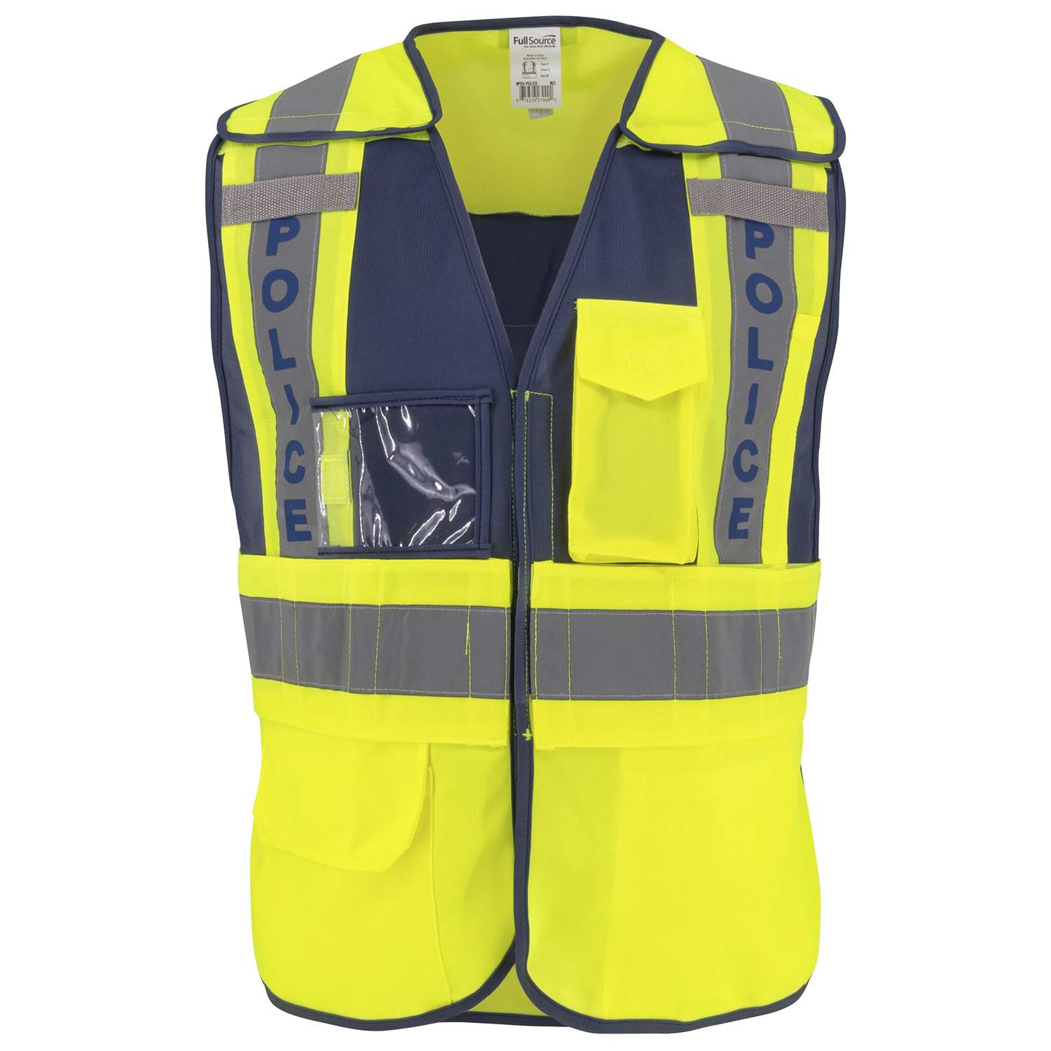 Full Source PSV-POLICE Type P Class 2 Public Safety Vest - Lime & Navy ...