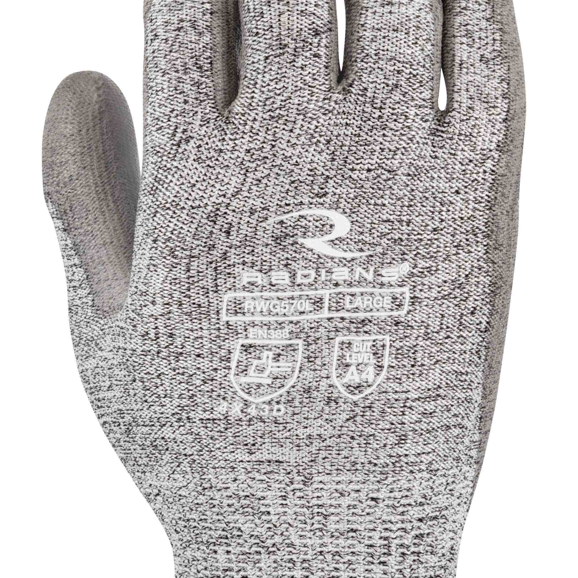 Radians RWG570 Cut Level A4 PU Coated Work Gloves | Full Source