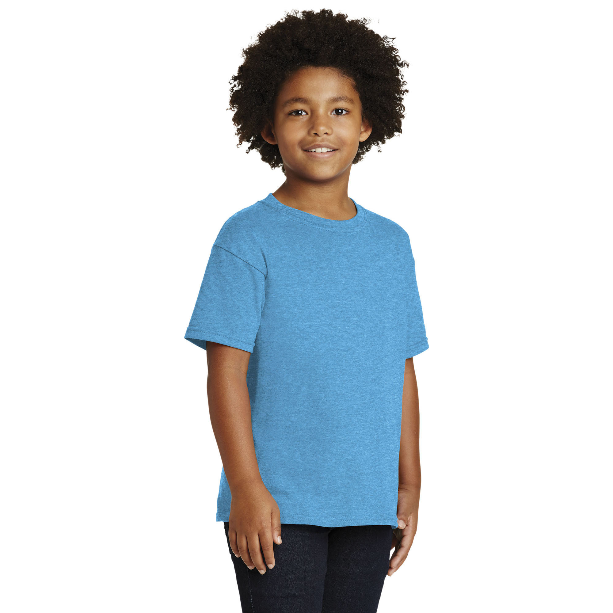 Gildan 5000B Youth Heavy 100% Cotton T-Shirt - Heather Sapphire | Full ...