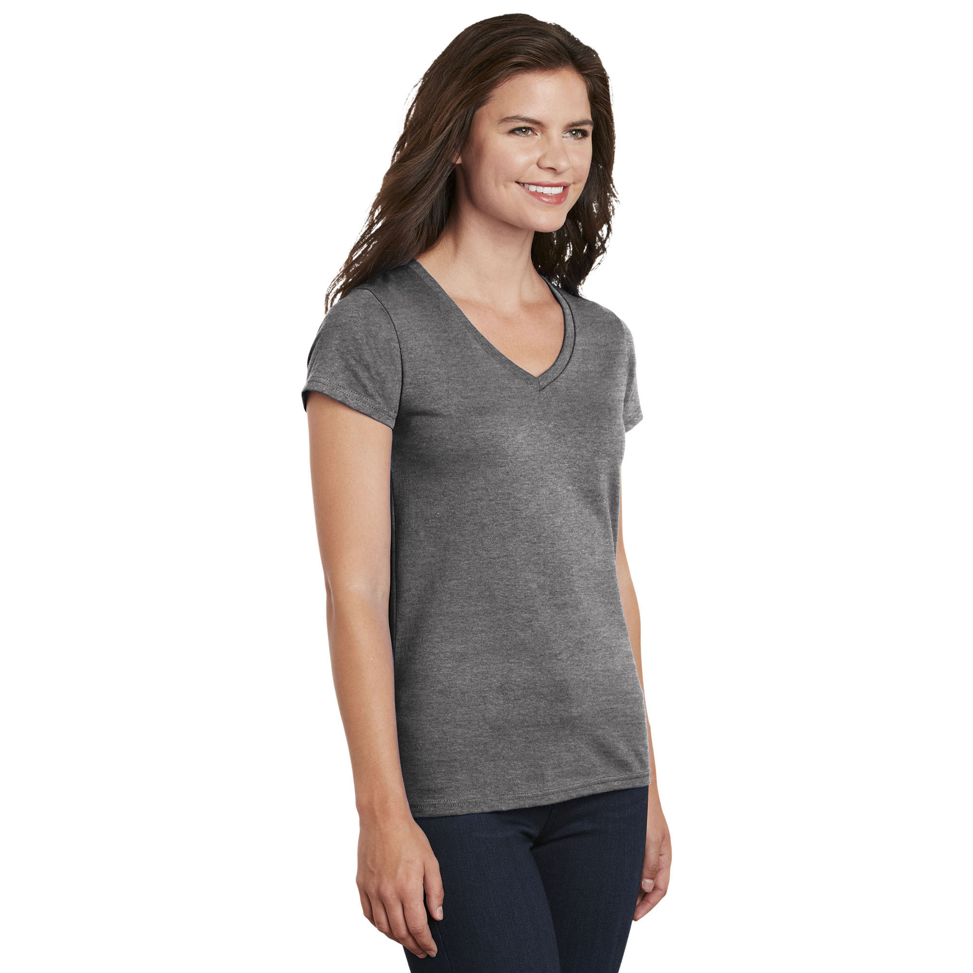 Gildan 5V00L Ladies Heavy Cotton V-Neck T-Shirt - Graphite Heather ...