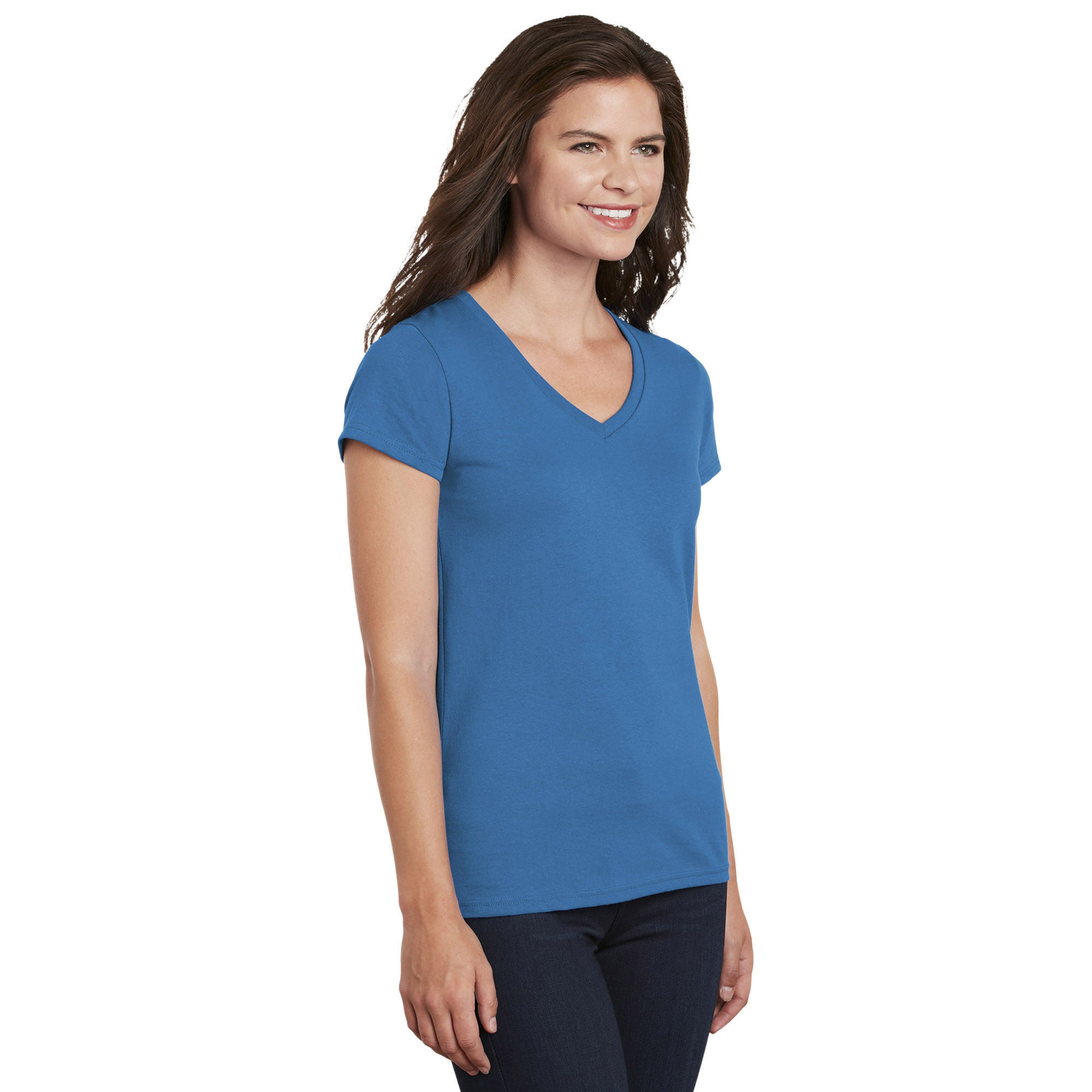Gildan 5V00L Ladies Heavy Cotton V-Neck T-Shirt - Sapphire | Full Source