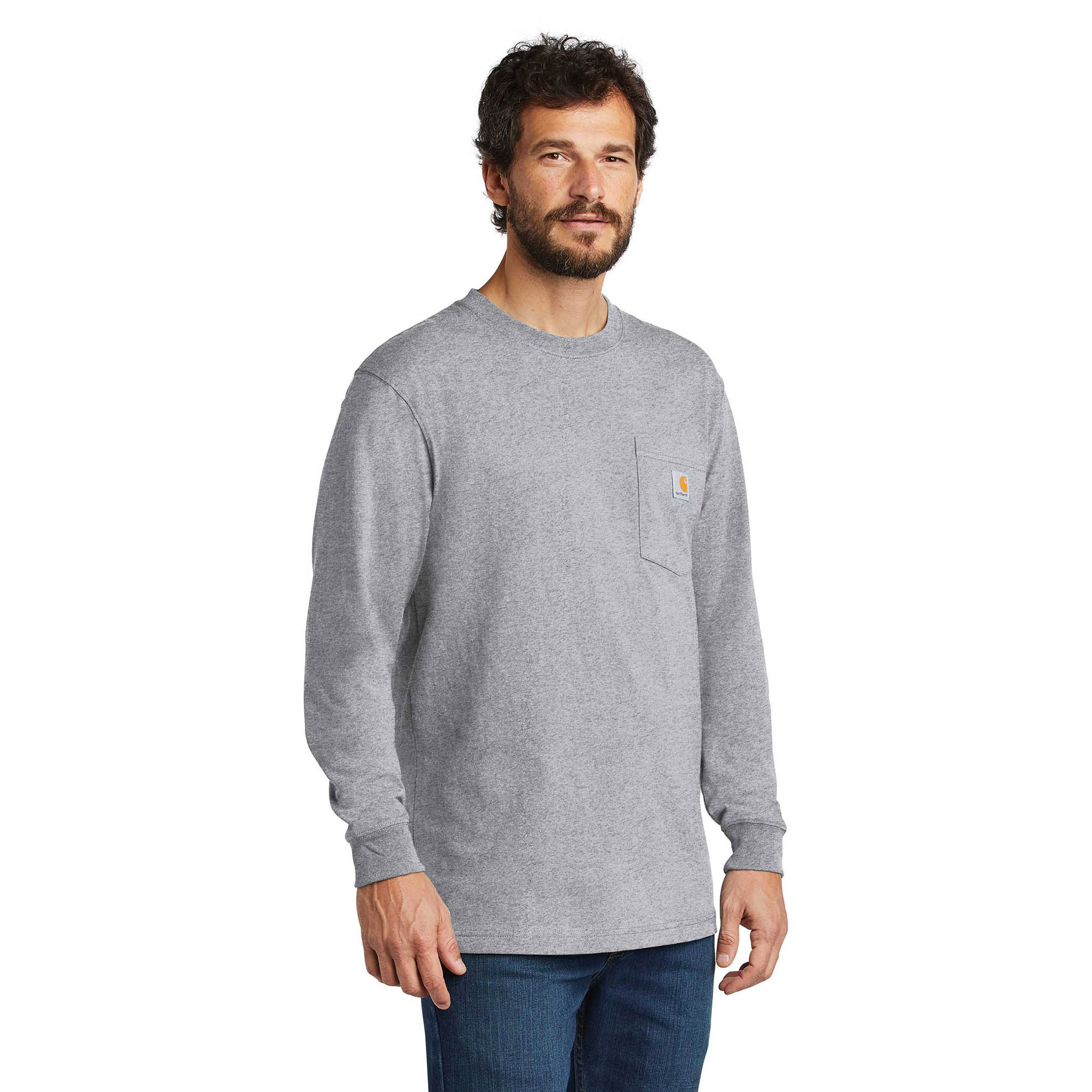 Carhartt K126 Workwear Pocket Long Sleeve T-Shirt - Heather Gray | Full ...