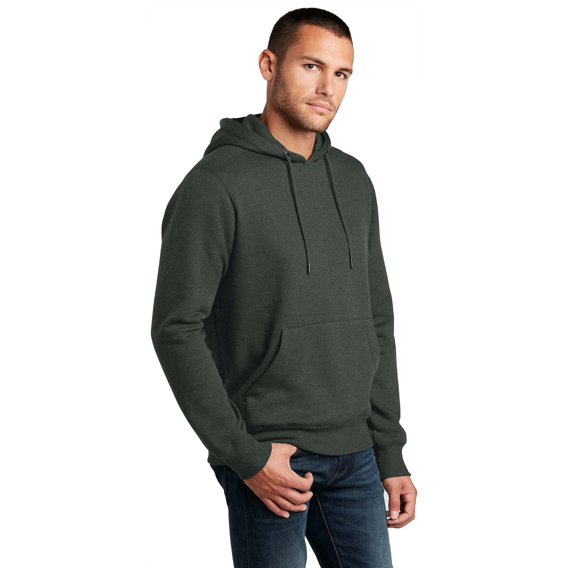 District DT1101 Perfect Weight Fleece Hoodie - Heathered Forest Green ...