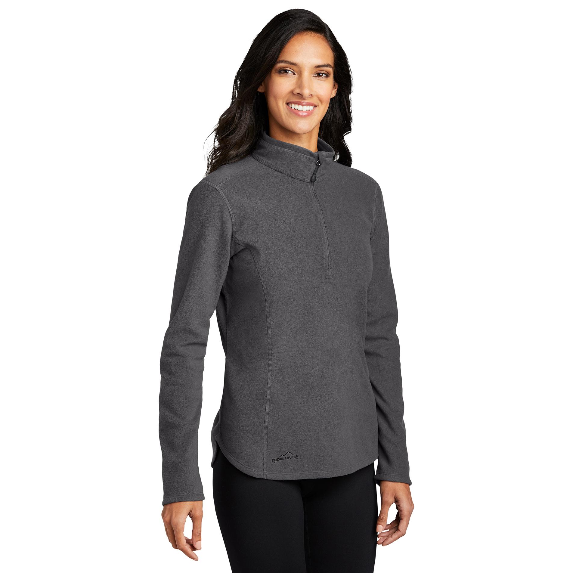 Eddie Bauer EB227 Ladies 1/2-Zip Microfleece Jacket - Grey Steel | Full ...