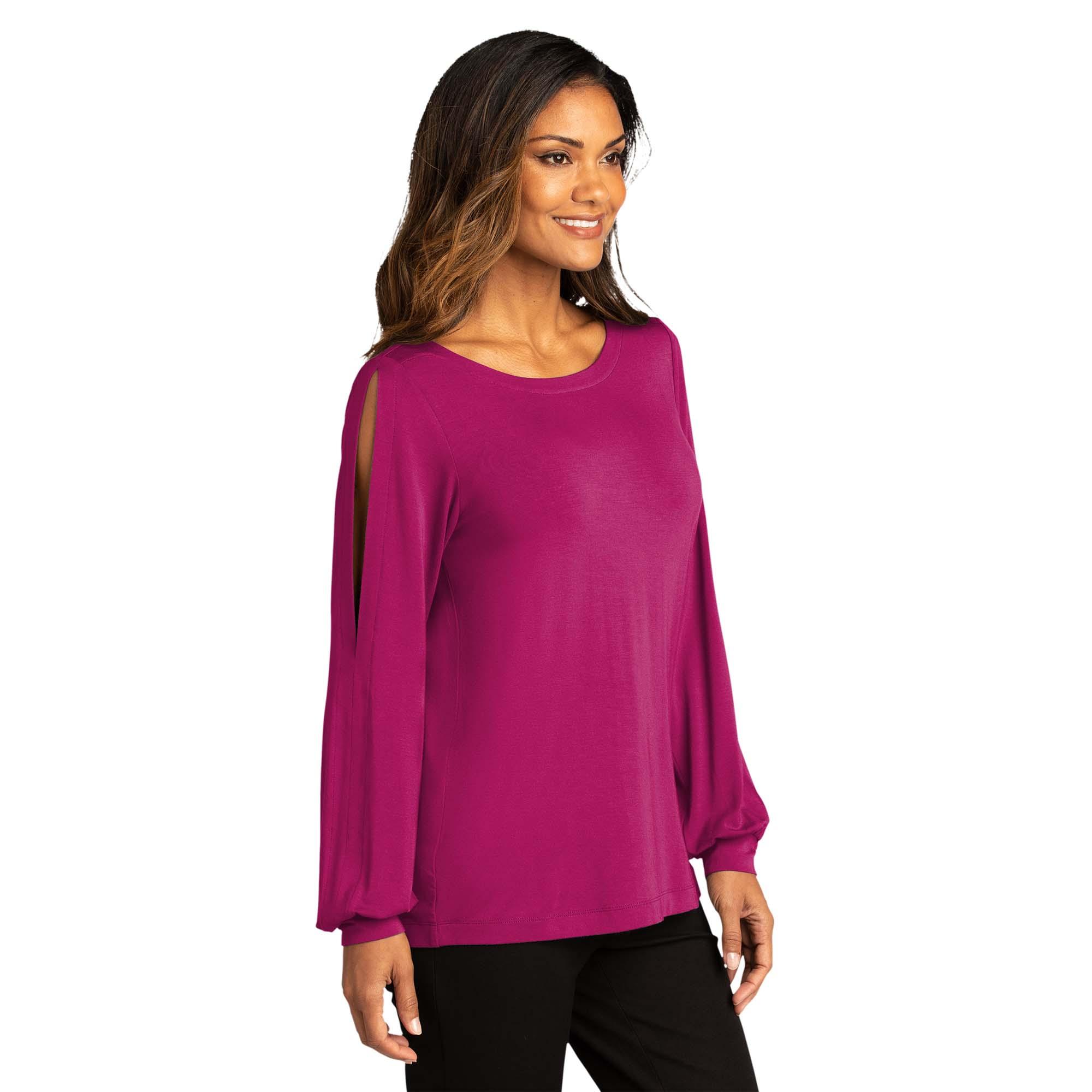 Port Authority LK5600 Ladies Luxe Knit Jewel Neck Top - Wild Berry ...
