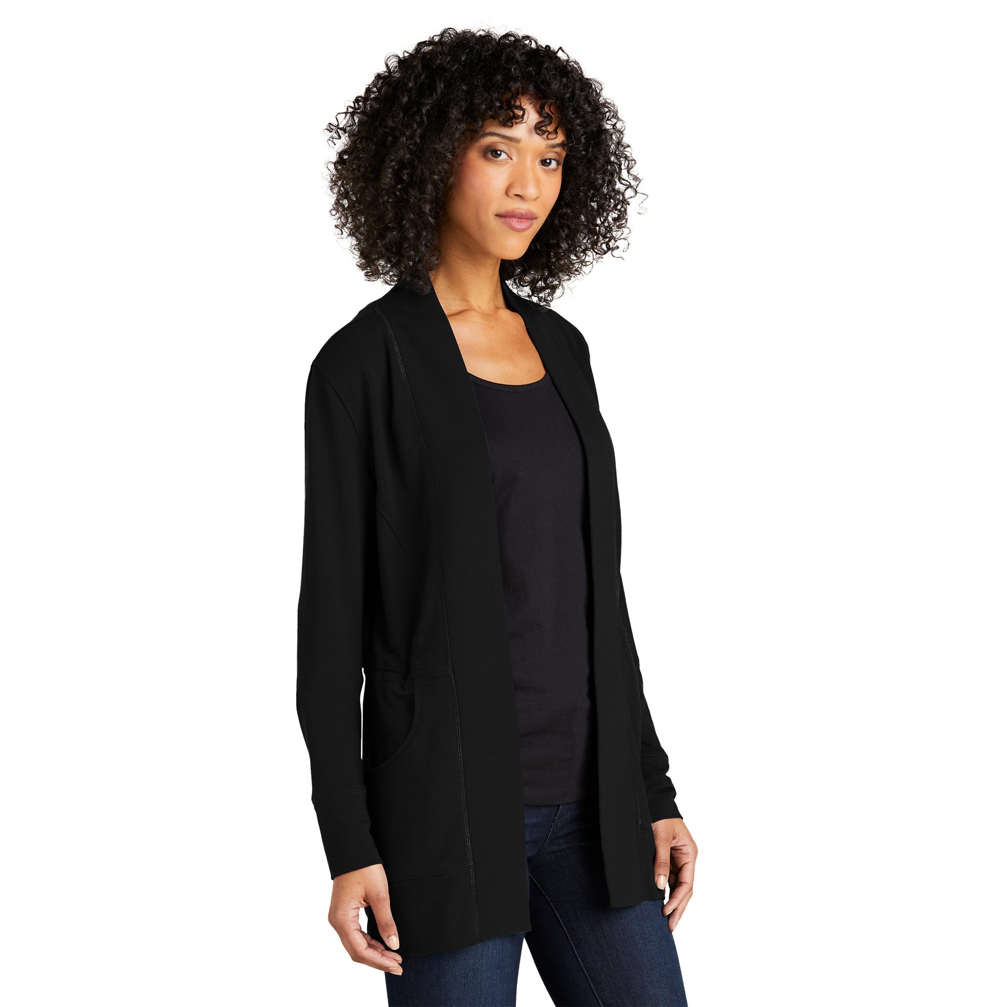 Port Authority LK825 Ladies Microterry Cardigan - Deep Black | Full Source