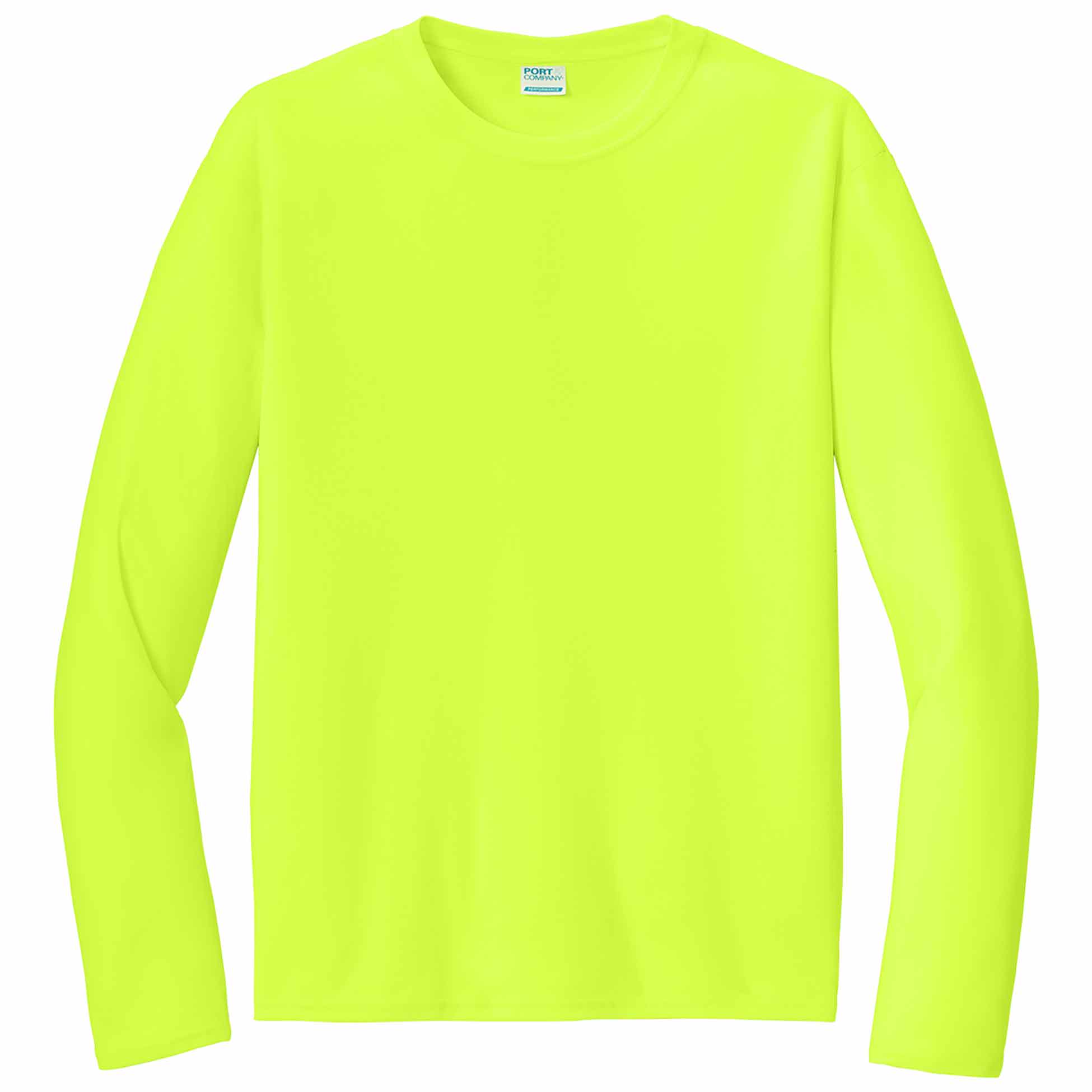 Port & Company PC380LS Long Sleeve Performance Tee - Neon Yellow | Full ...