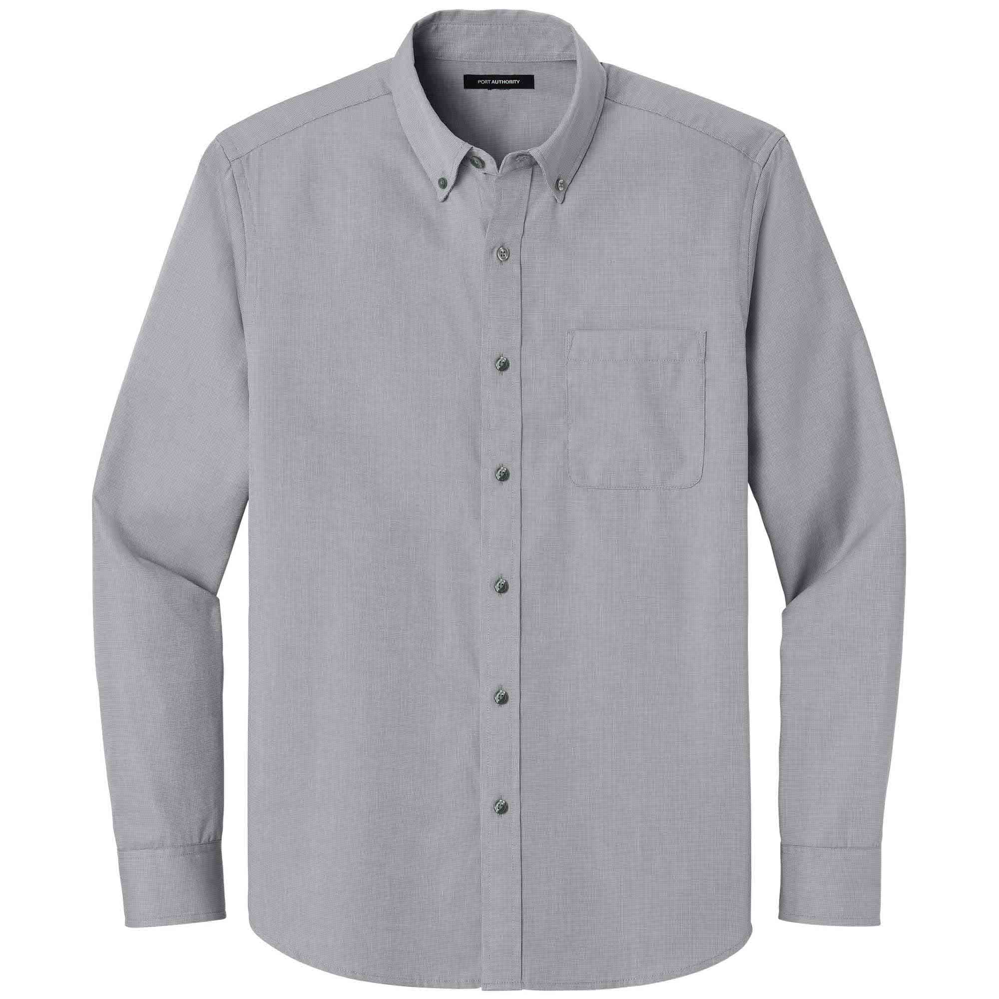 Port Authority W816 Long Sleeve Nailhead Easy Care Shirt - Gusty Gray ...