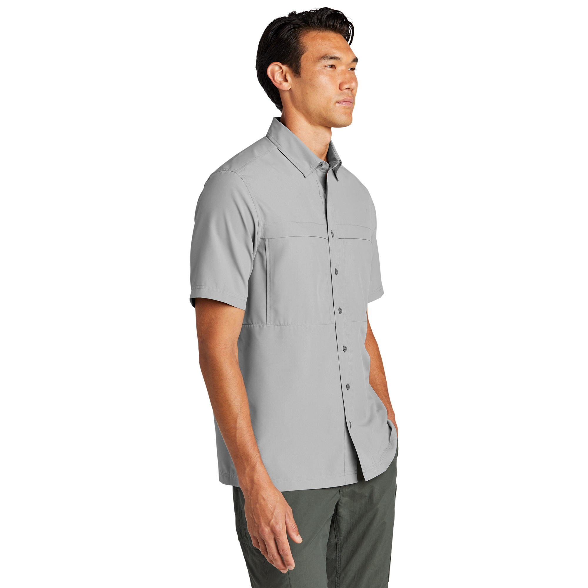Port Authority W961 Short Sleeve UV Daybreak Shirt - Gusty Grey | Full ...