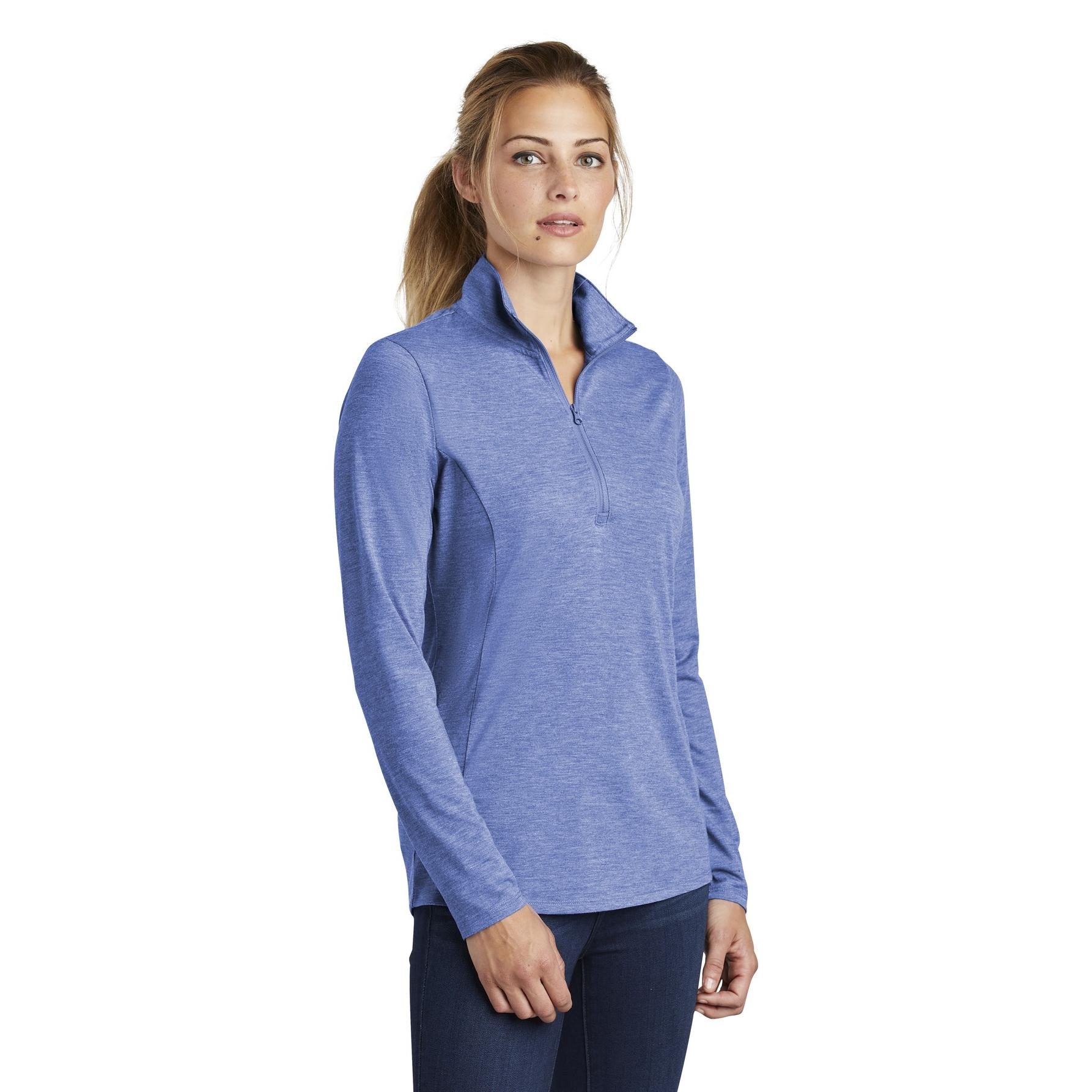Sport-Tek LST407 Ladies PosiCharge Tri-Blend Wicking 1/4-Zip Pullover ...
