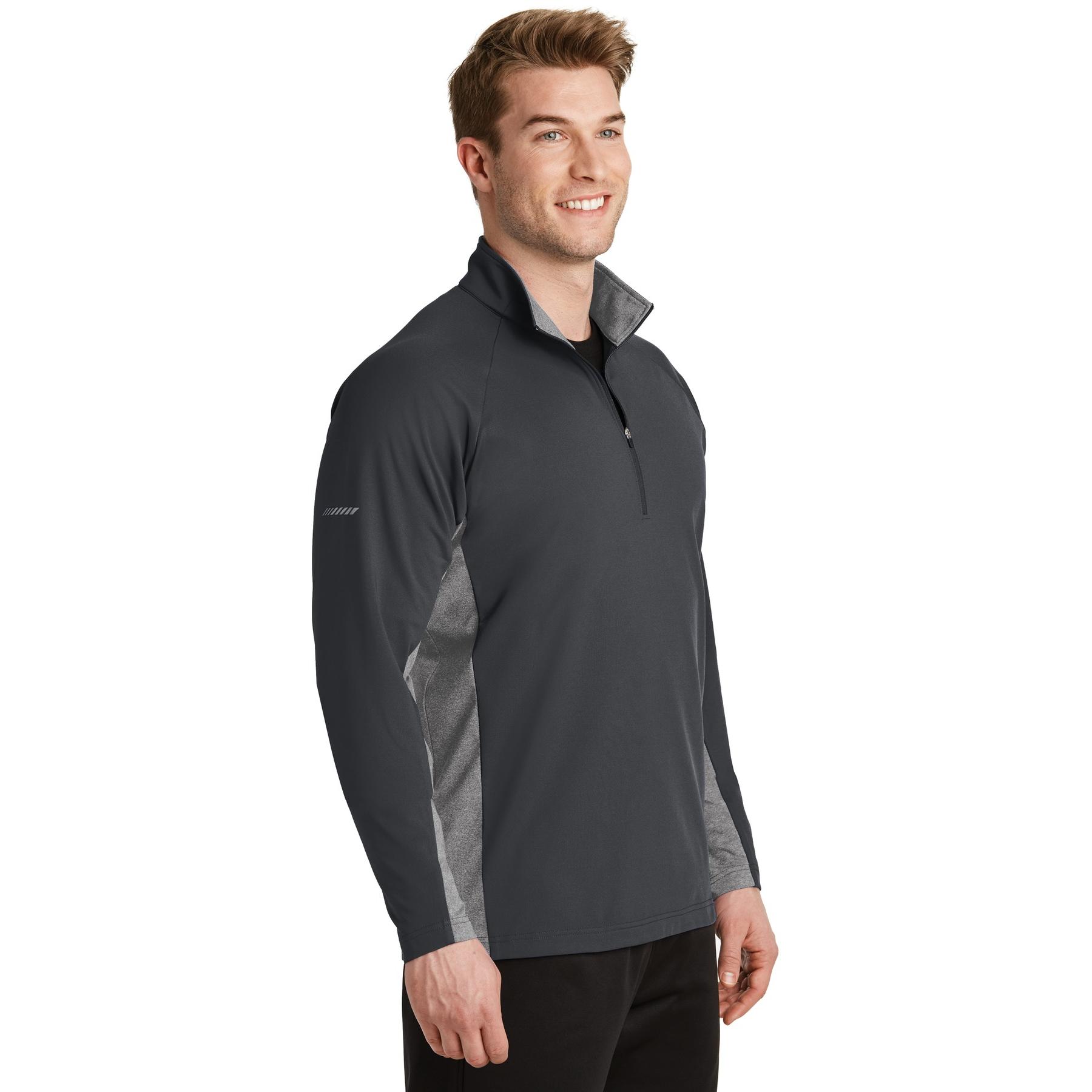 Sport-Tek ST854 Sport-Wick Stretch Contrast 1/2-Zip Pullover - Charcoal ...