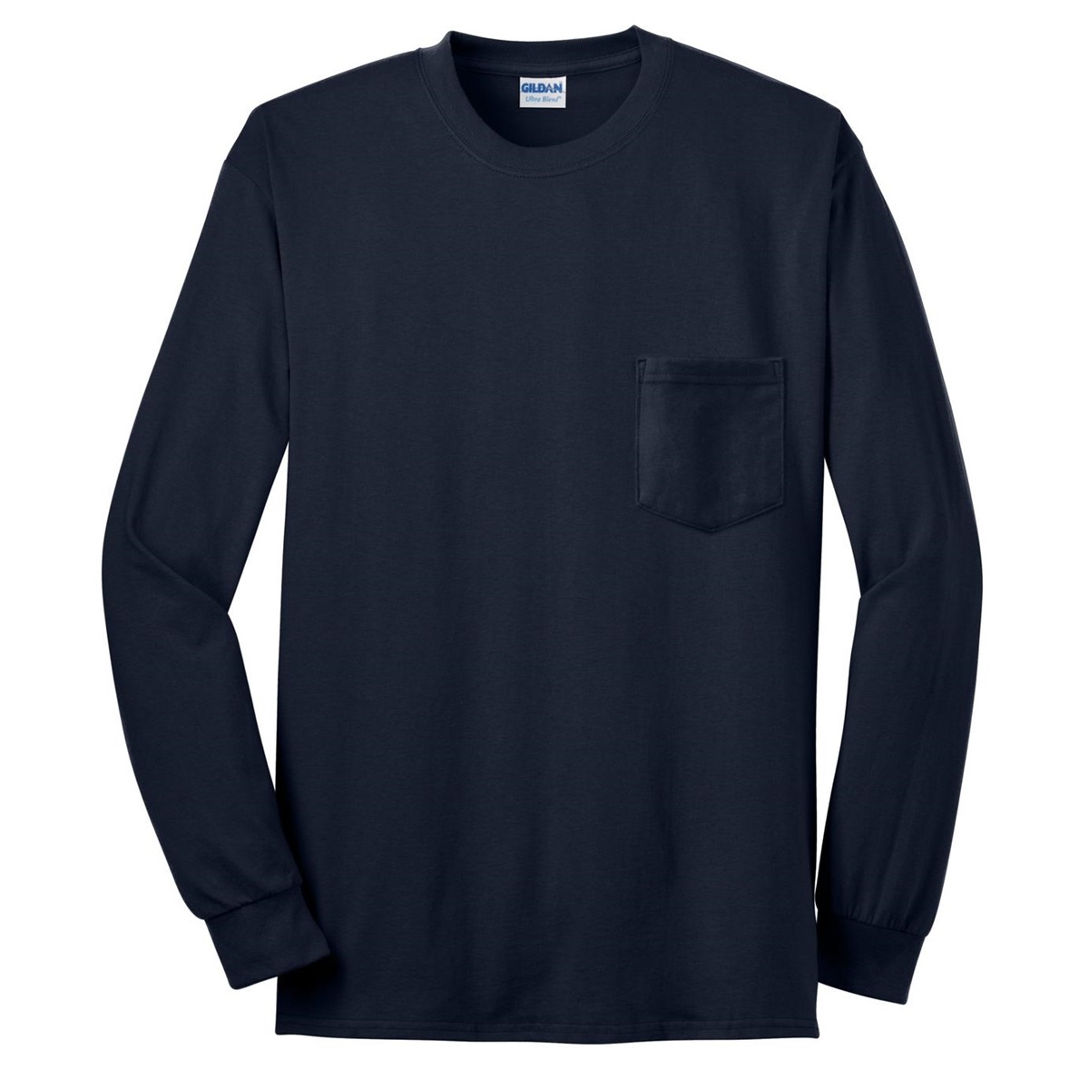 Gildan 2410 Ultra Cotton Long Sleeve T-Shirt with Pocket - Navy ...