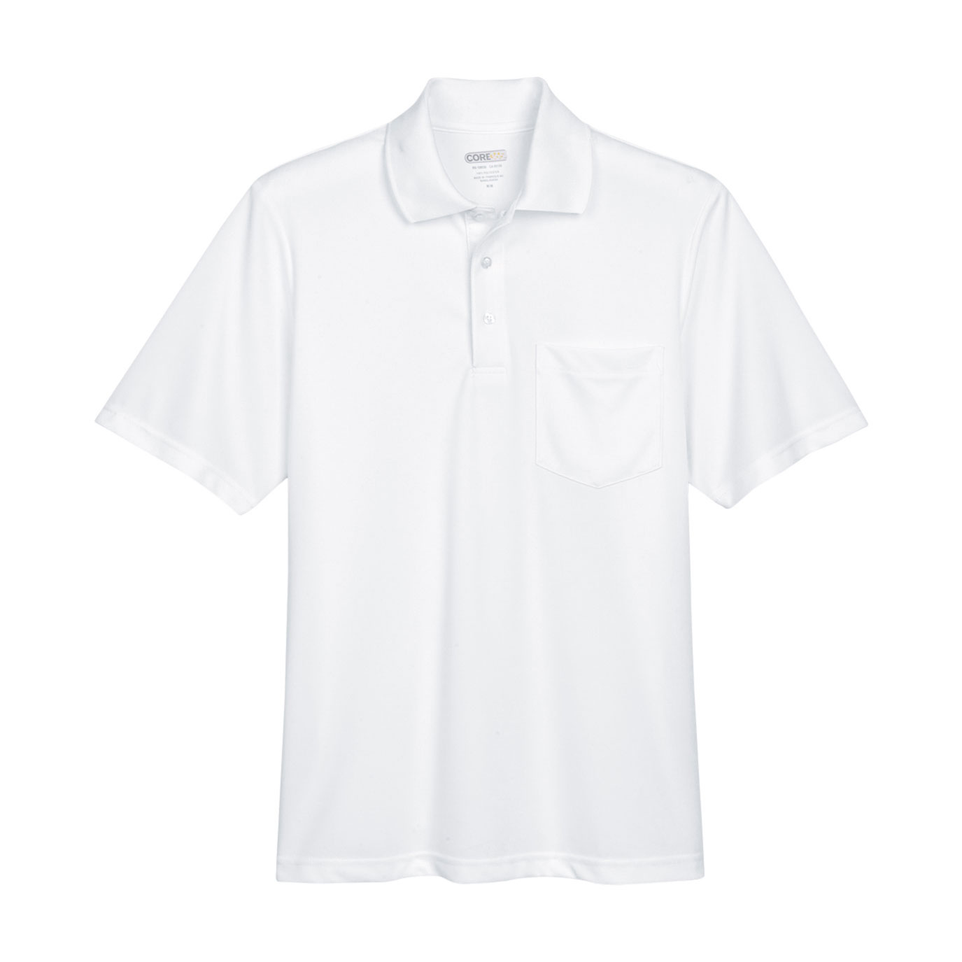Core 365 88181P Men's Origin Performance Pique Polo with Pocket - White ...