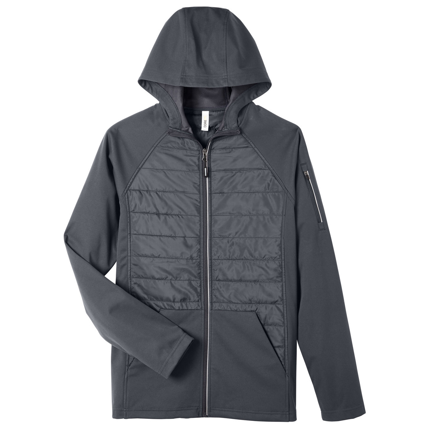 Core 365 CE808 Unisex Techno Lite Hybrid Hooded Jacket - Carbon | Full ...