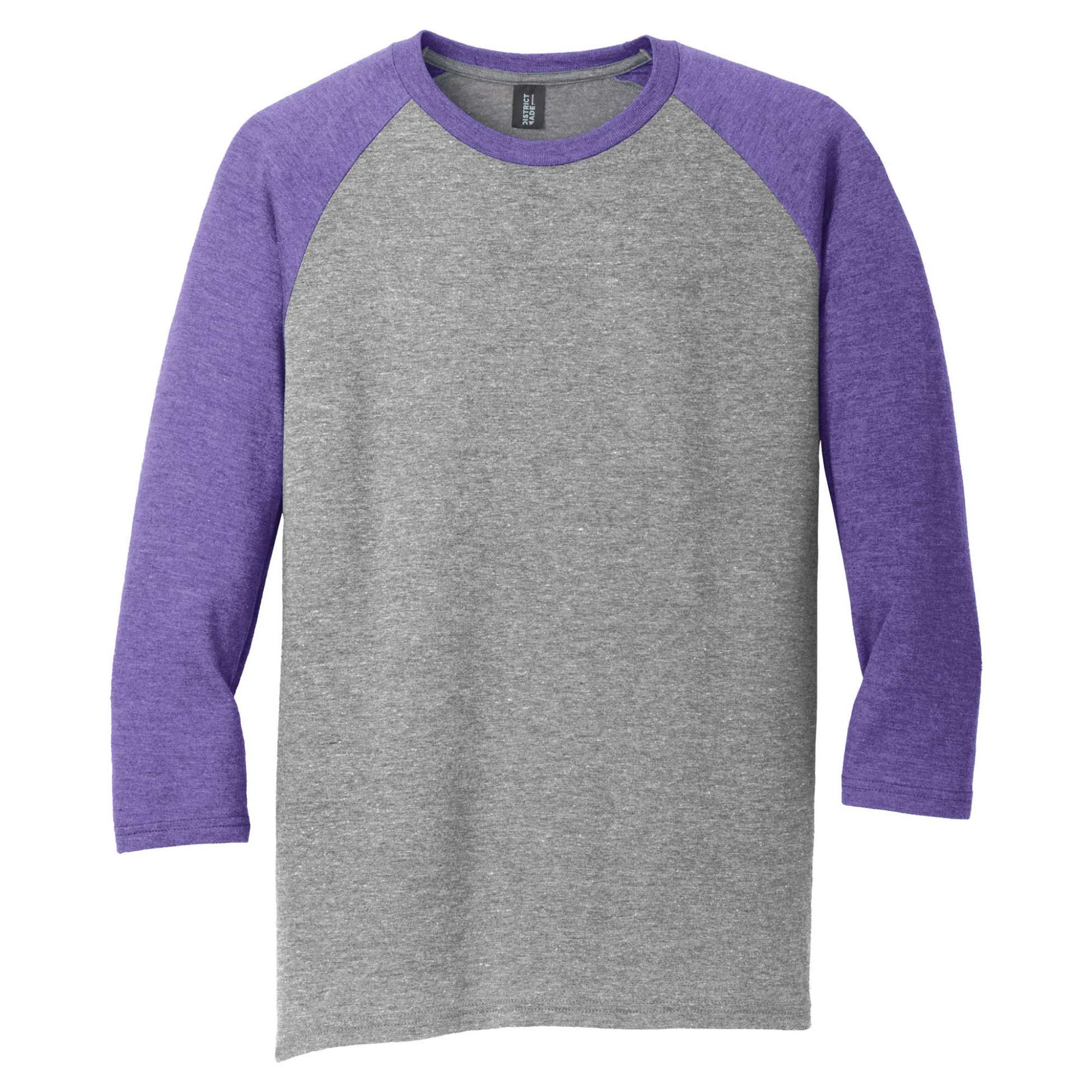 District DM136 Perfect Tri 3/4-Sleeve Raglan - Purple Frost/Grey White ...
