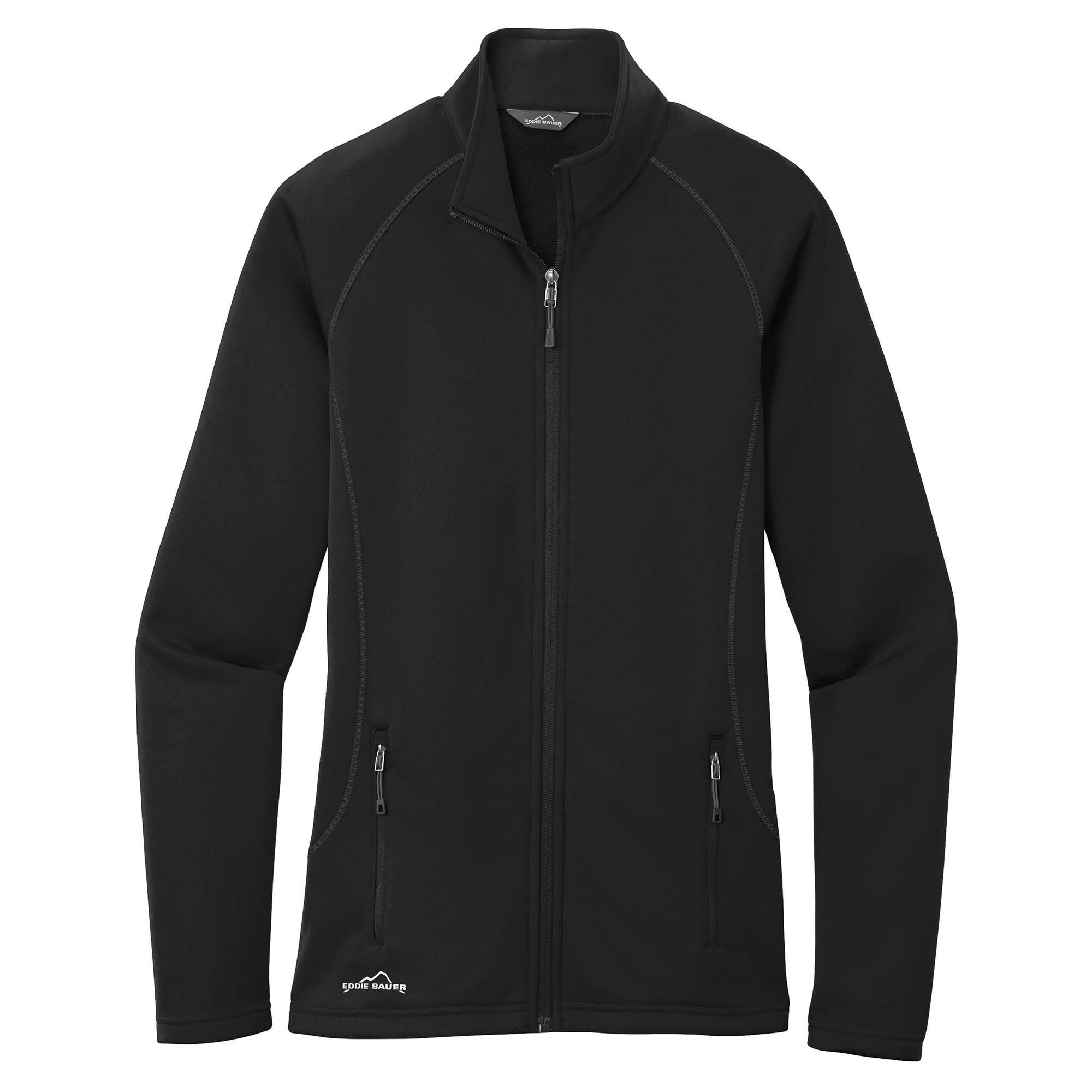 Eddie Bauer EB247 Ladies Smooth Fleece Base Layer Full-Zip - Black ...