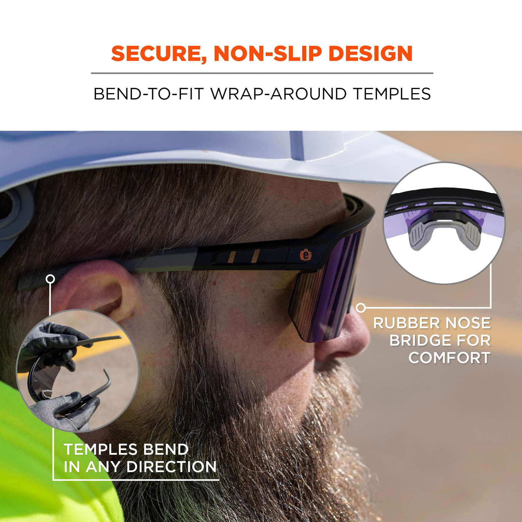 Ergodyne Aegir 55008 Safety Glasses - Black Frame - Blue Fog-Off Anti ...