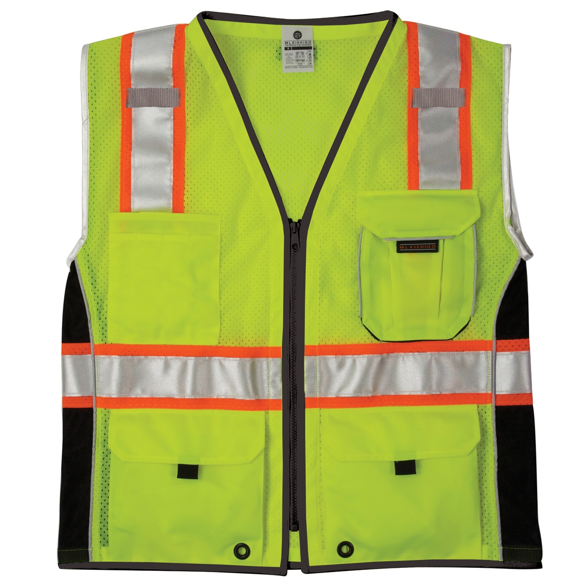 Kishigo 1513 Black Series Heavy Duty Safety Vest - Yellow/Lime | Full Source