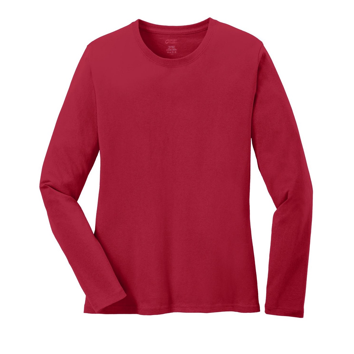 Port & Company LPC54LS Ladies Long Sleeve Core Cotton Tee - Red | Full ...